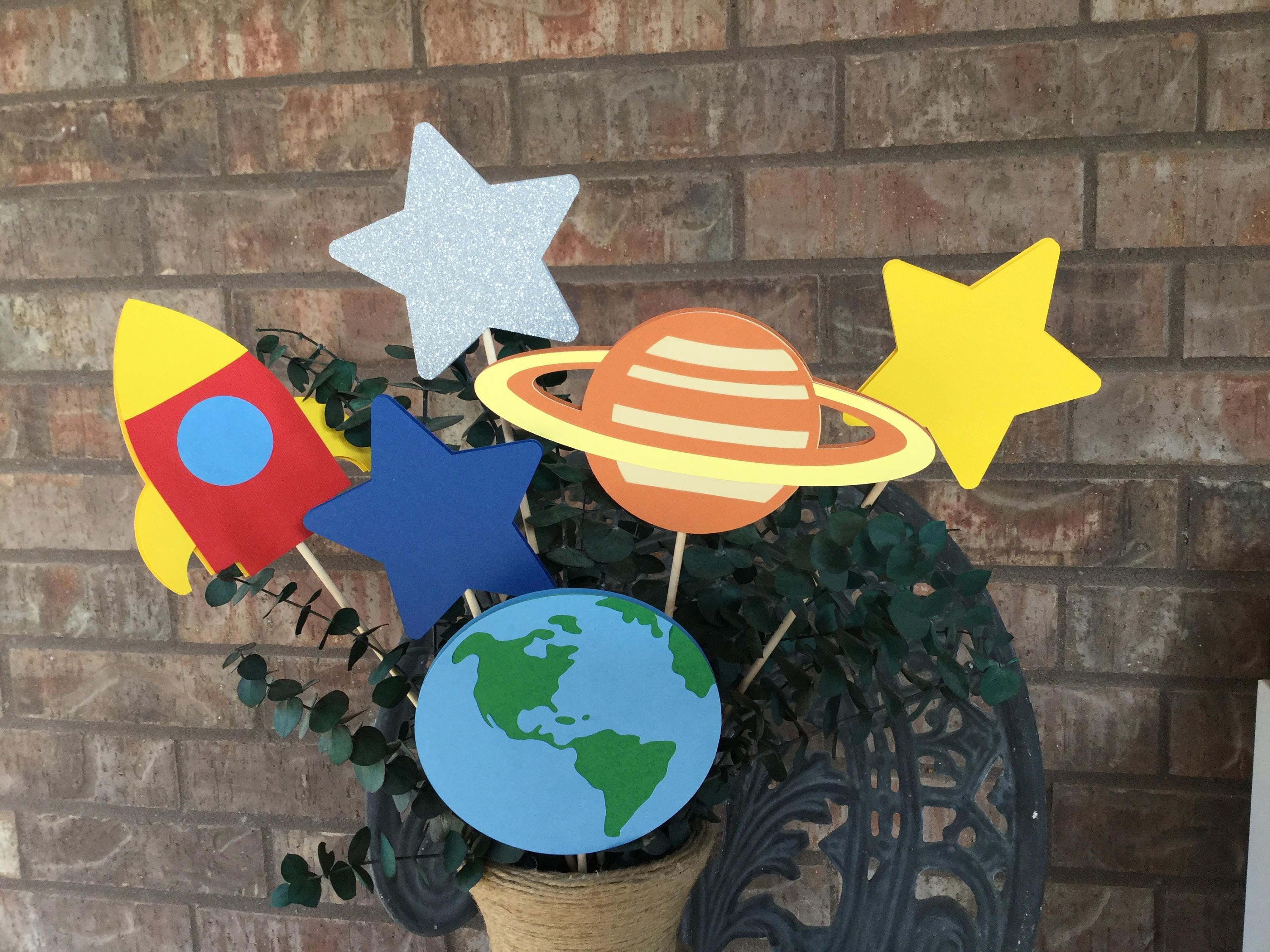 Space Birthday Party Centerpieces: Rocket, Planets, Stars - Set of 6 - Etsy