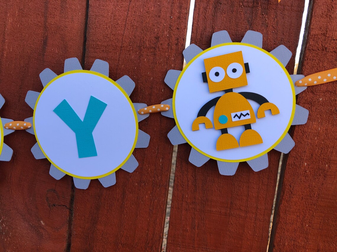 Robot Themed Birthday Banner Robot Themed Birthday Party - Etsy