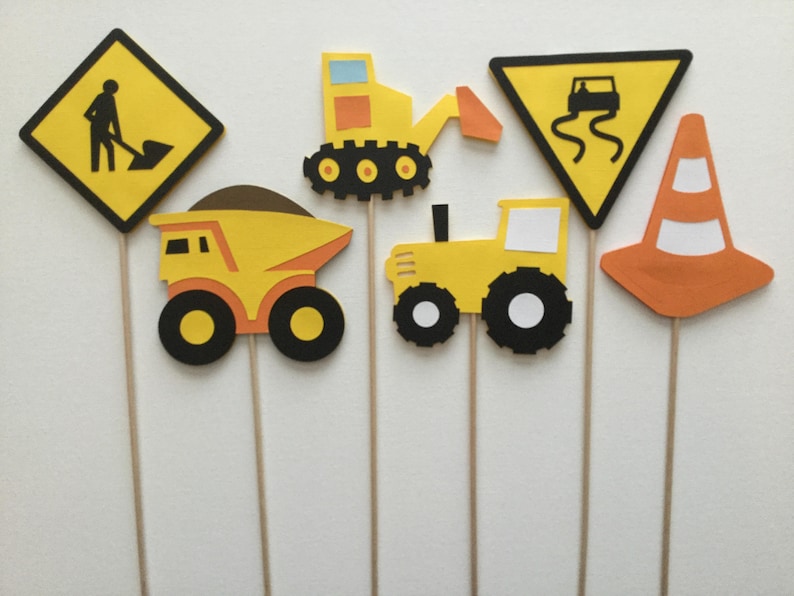 Construction Theme Centerpieces Set Of 6 Construction Etsy