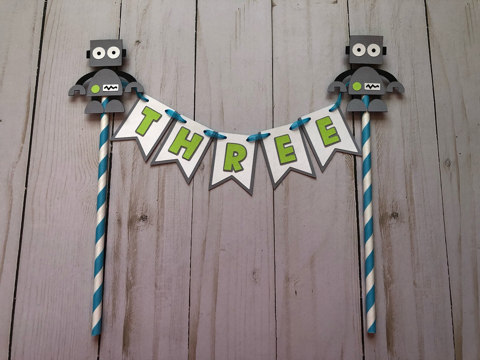 Robot Theme Cake Topper / Robot Theme Cake Bunting Topper / - Etsy Canada