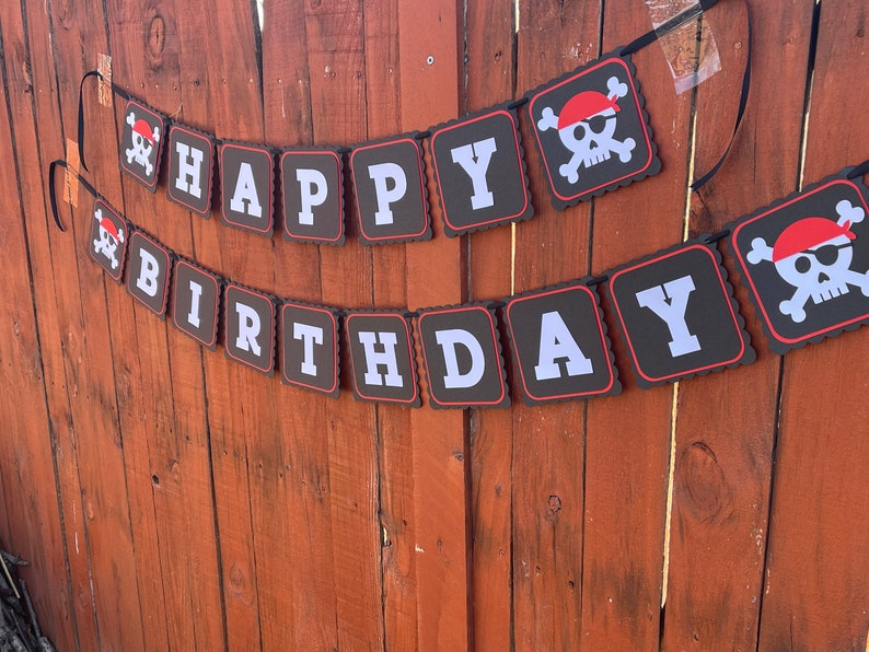 Pirate Birthday Banner, Jolly Roger Party Decorations, First Voyage ...