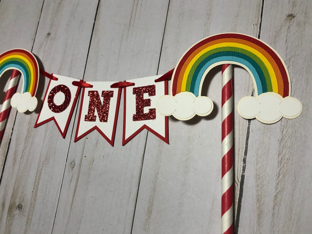 Rainbow Cake Topper: Birthday Party Decorations - Etsy