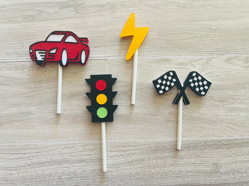 Race Car Cupcake Toppers, Two Fast Birthday Decorations, Fast One Party ...