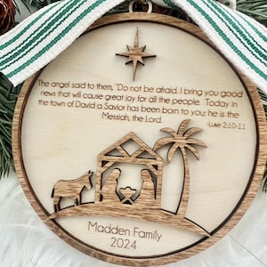 Personalized Manger Christmas Ornament - Religious Family Ornament ...