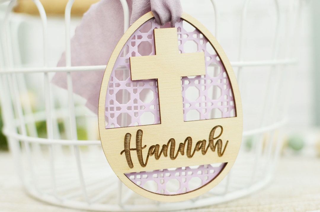 Easter Basket Cross Name Tag - Religious Easter Celebration, Cross ...