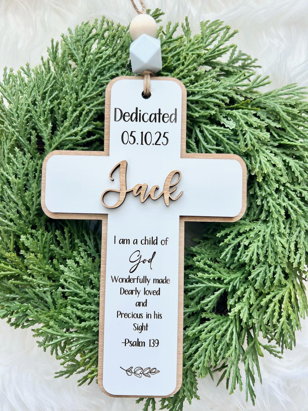 Engraved Baptism Cross: Psalm 139, Personalized First Communion Gift - Etsy