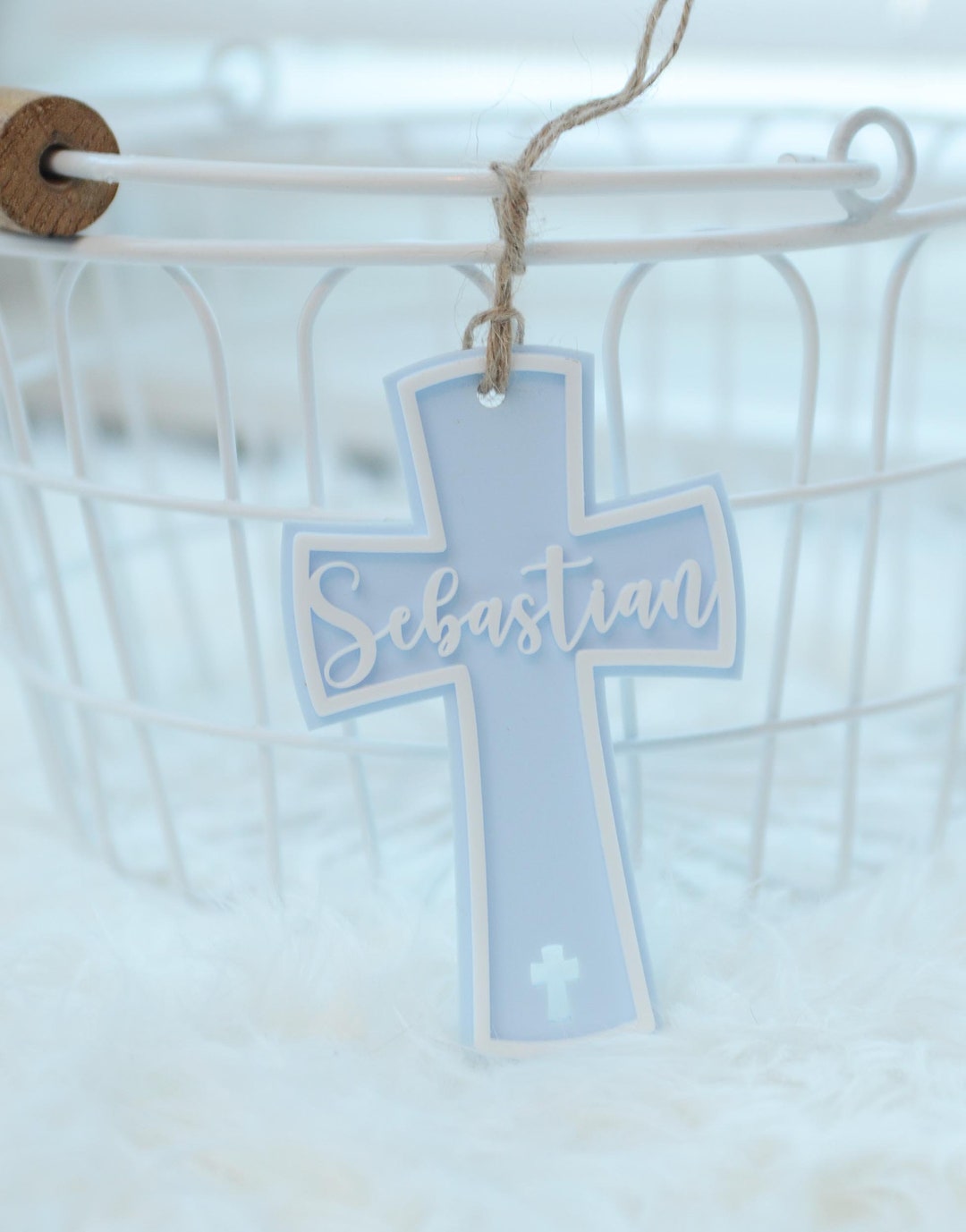 Cross Shape Name Tag - Baptism Ornament, First Communion Gift, Easter ...