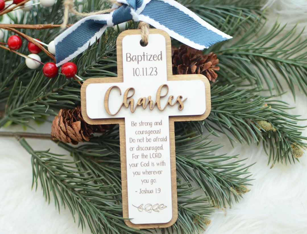 Personalized Baptism Ornament - Joshua 1 9 Bible Verse Baptism Gift ...
