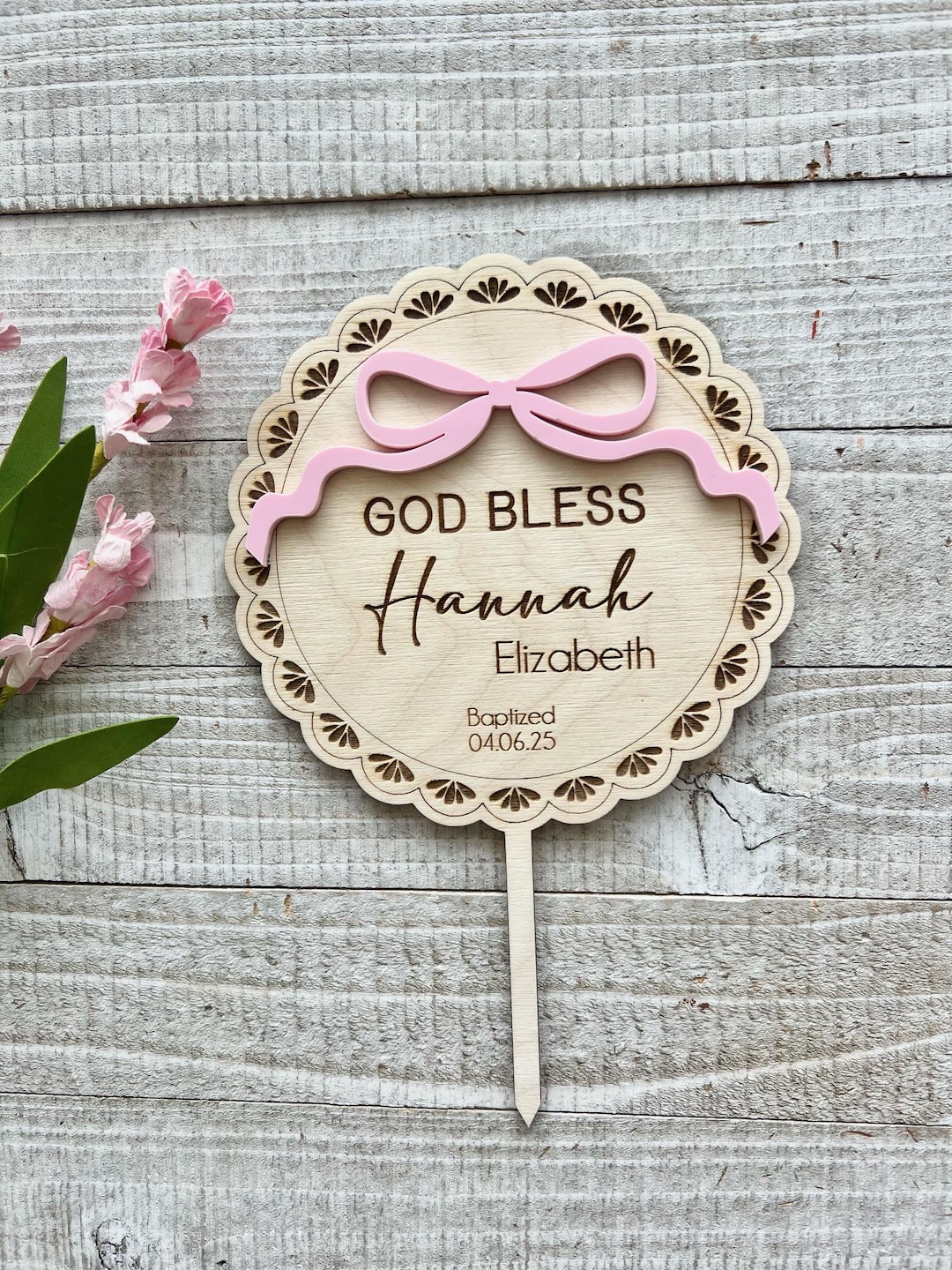 Baptism Cake Topper - Girl Baptism Celebration Religious Cake Topper ...