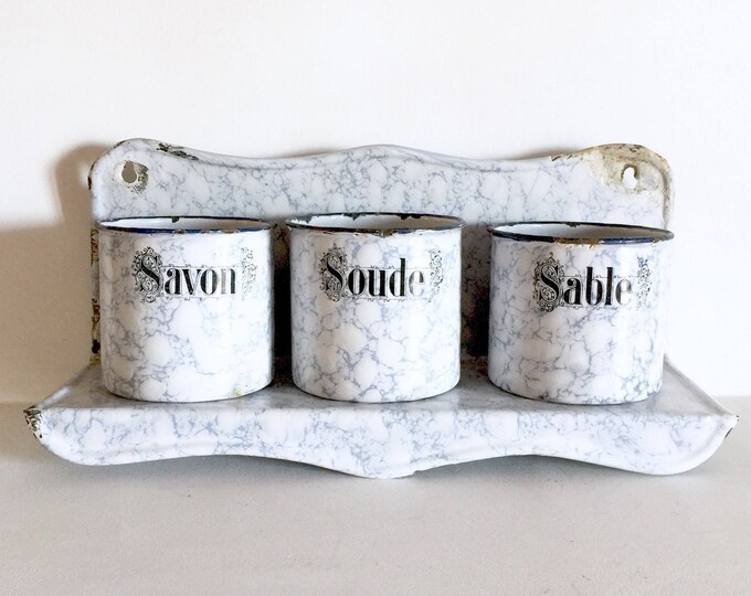 French Antique Enamel Laundry Soap Rack - French Enamelware Laundry ...