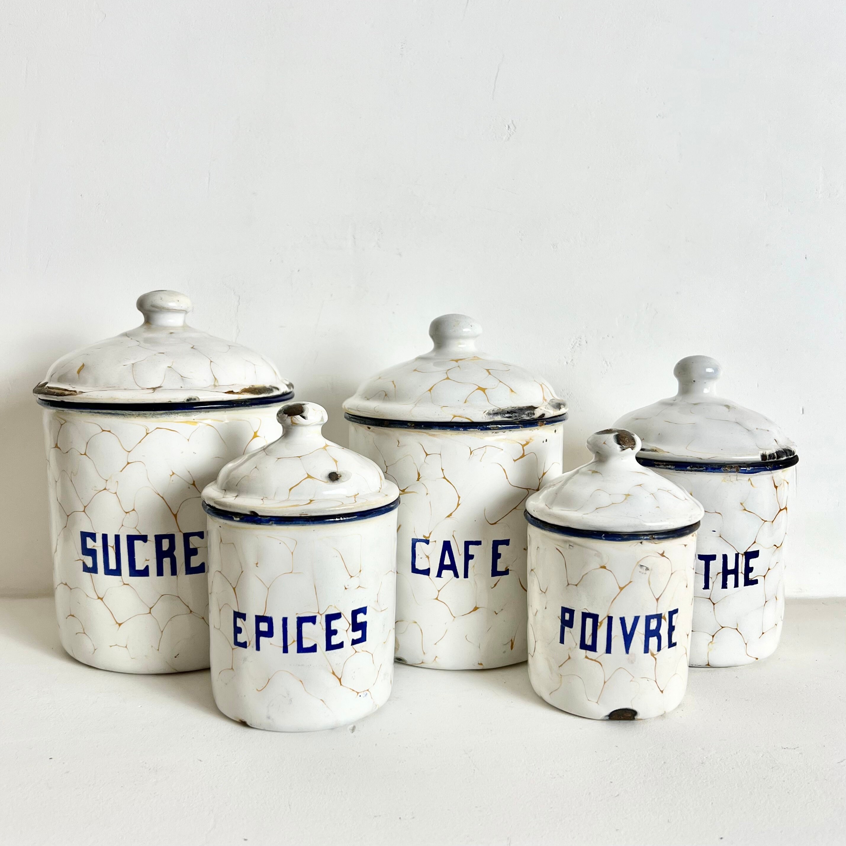 French Antique Enamel Canisters French Kitchen Canisters French ...