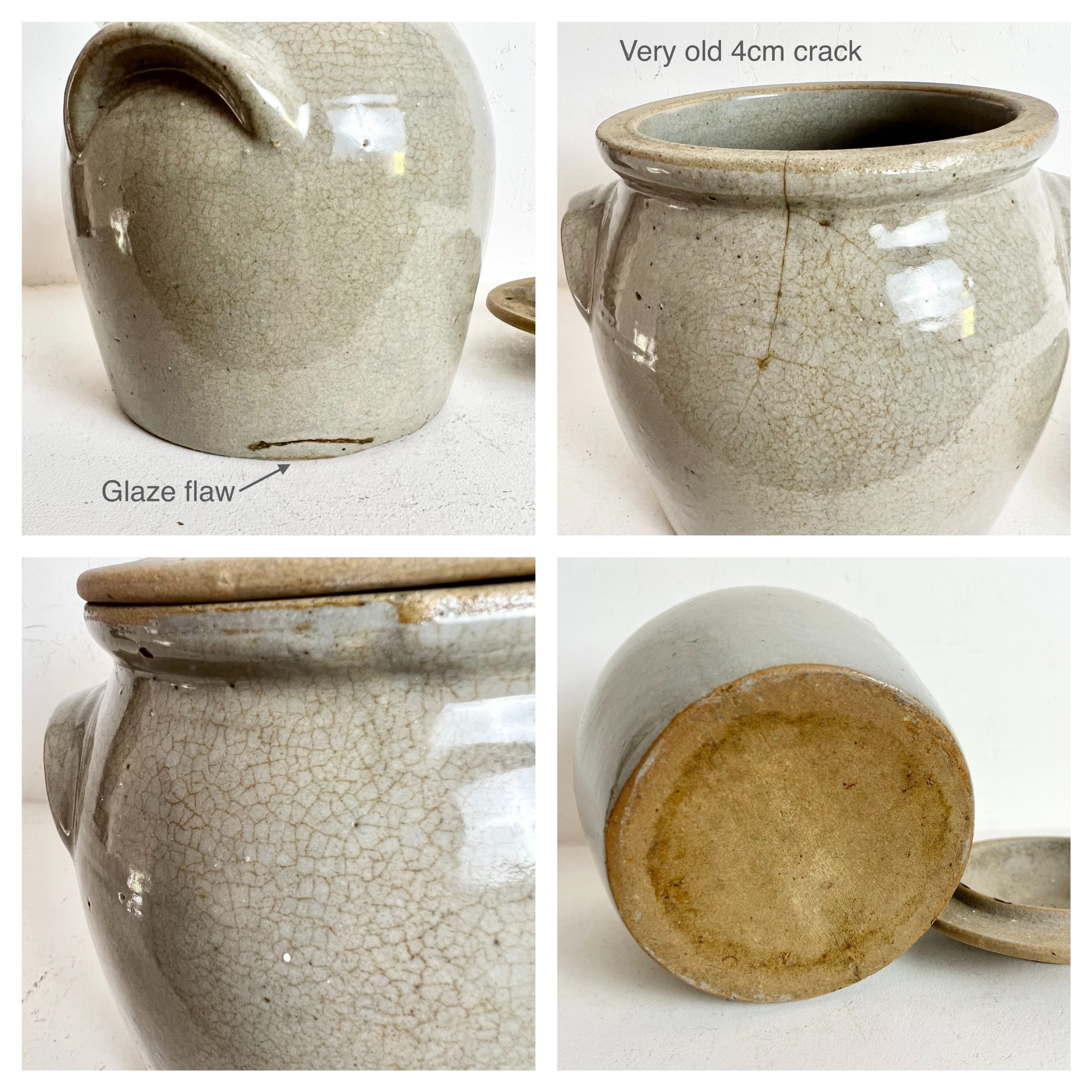 Small French Vintage Stoneware Crock with Lid - French Stoneware Jar ...