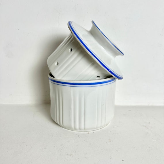 Rare French Antique Porcelain Butter Keeper - Butter Crock - Butter ...