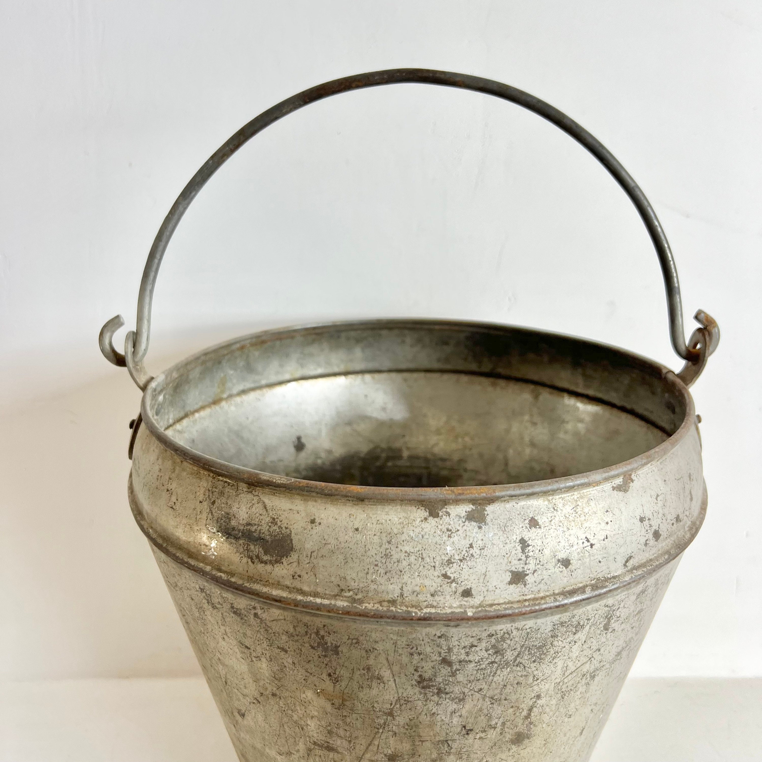 Rare French Antique Milk Bucket - Shabby Chic Garden Bucket - Well ...