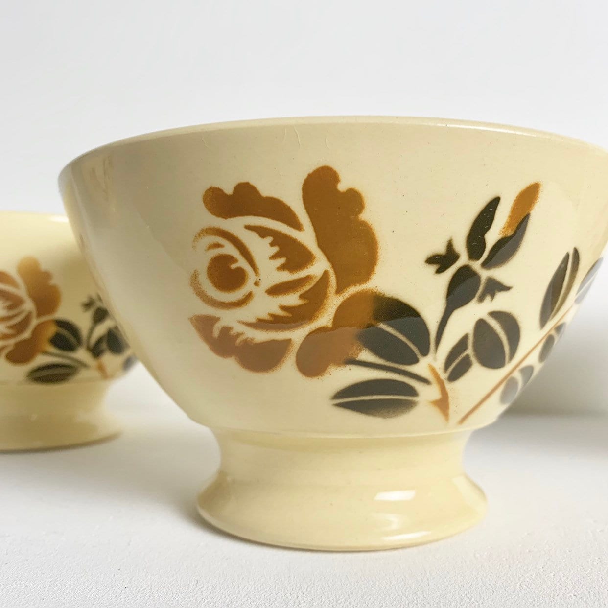 Pair of French Antique Coffee Bowls - Cafe au Lait Bowls - Badonviller ...