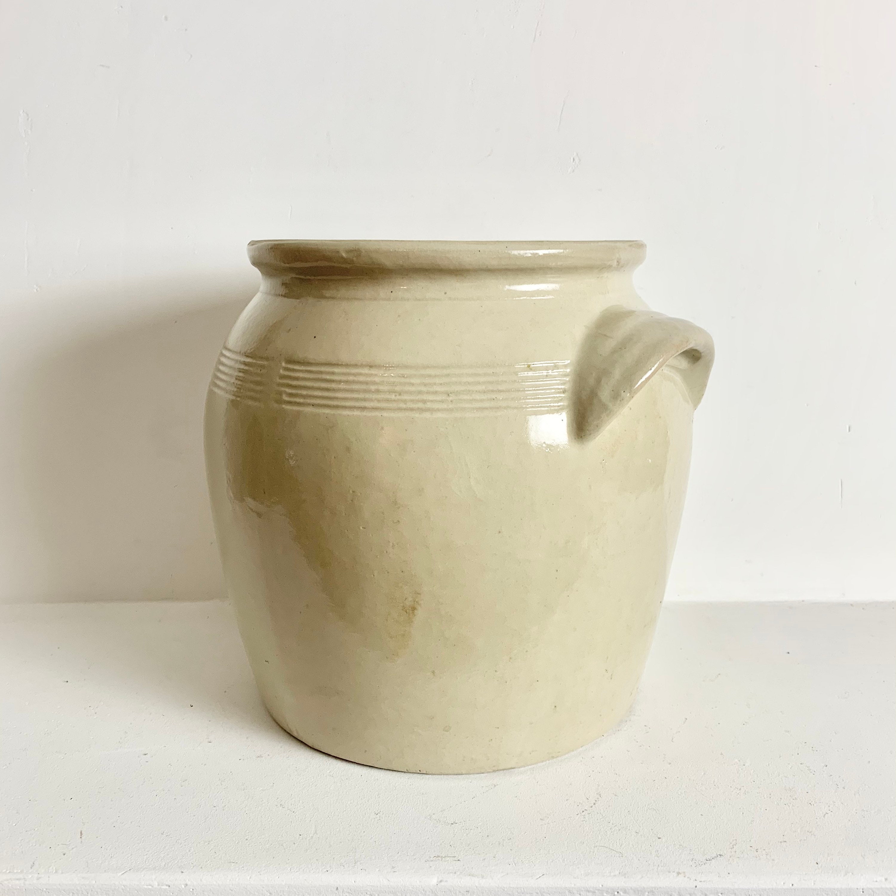 French Vintage Stoneware Crock - French Stoneware Jar - French Olive ...