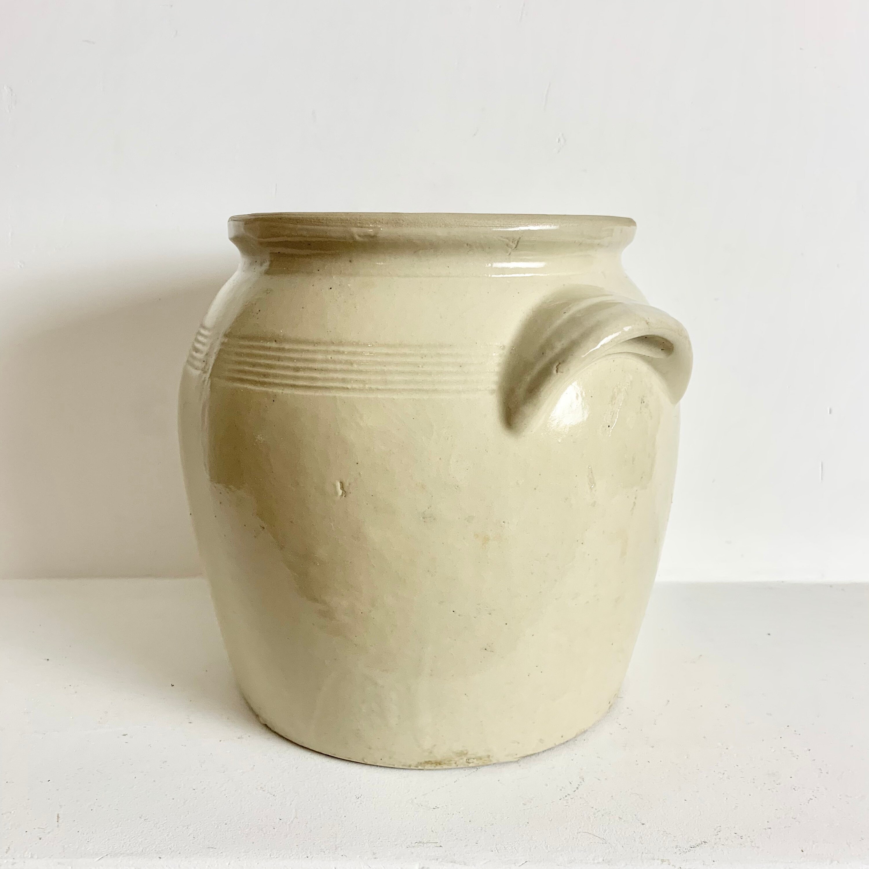 French Vintage Stoneware Crock - French Stoneware Jar - French Olive ...