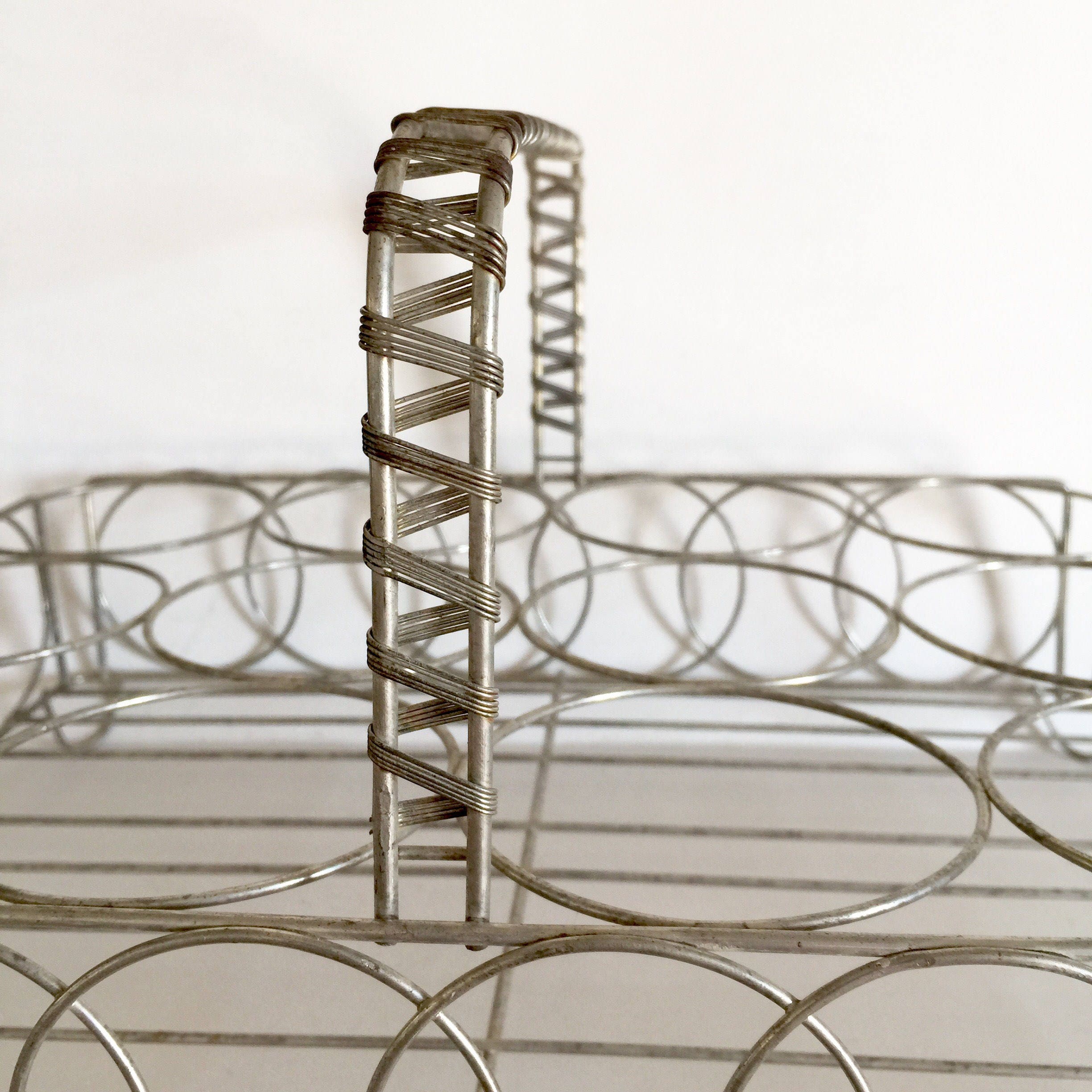 French Vintage Glass Caddy - Wire Work Glass Carrier - Cup or Glass ...