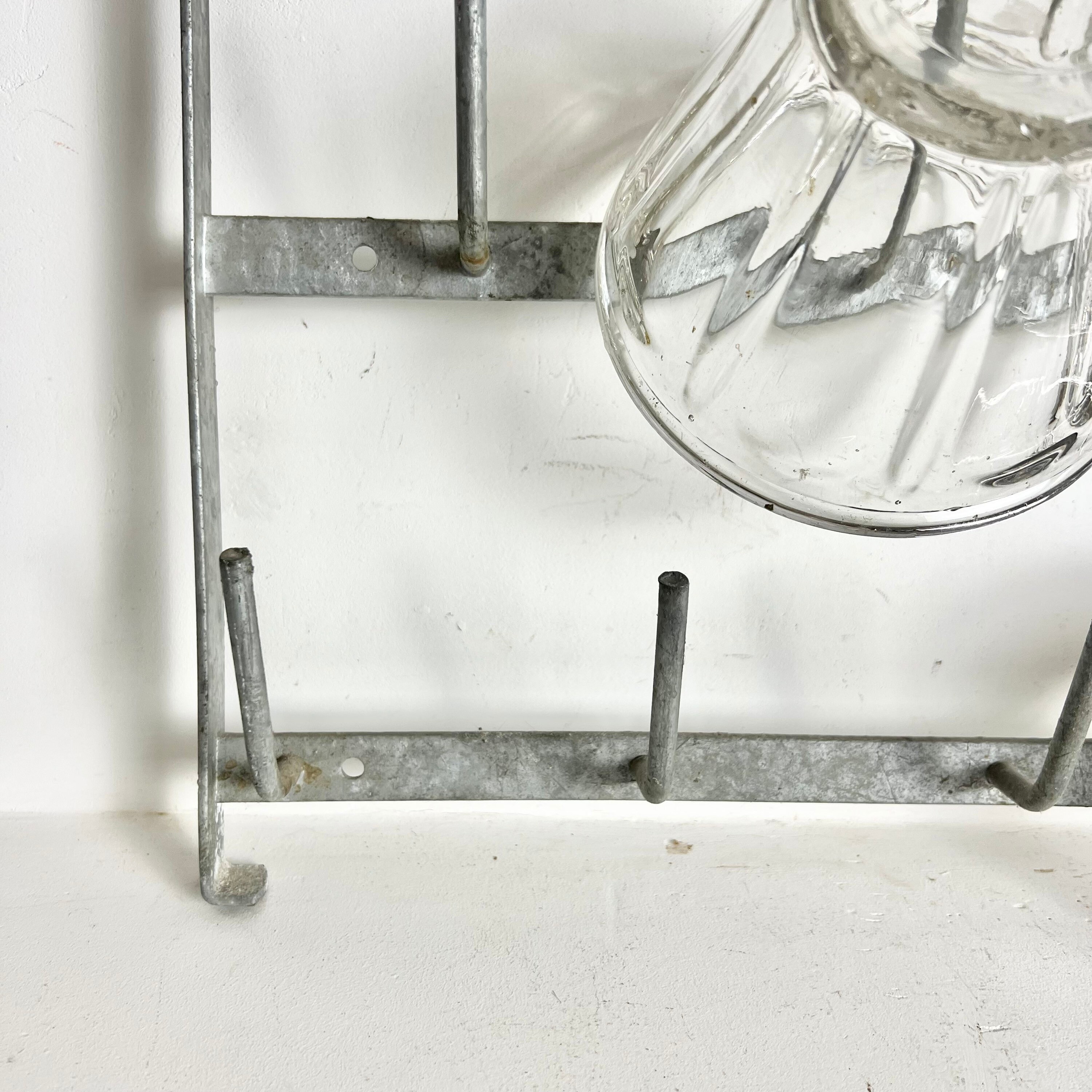 French Antique Zinc Bottle Drying Rack - Rare Flat Wall Mount Bottle ...