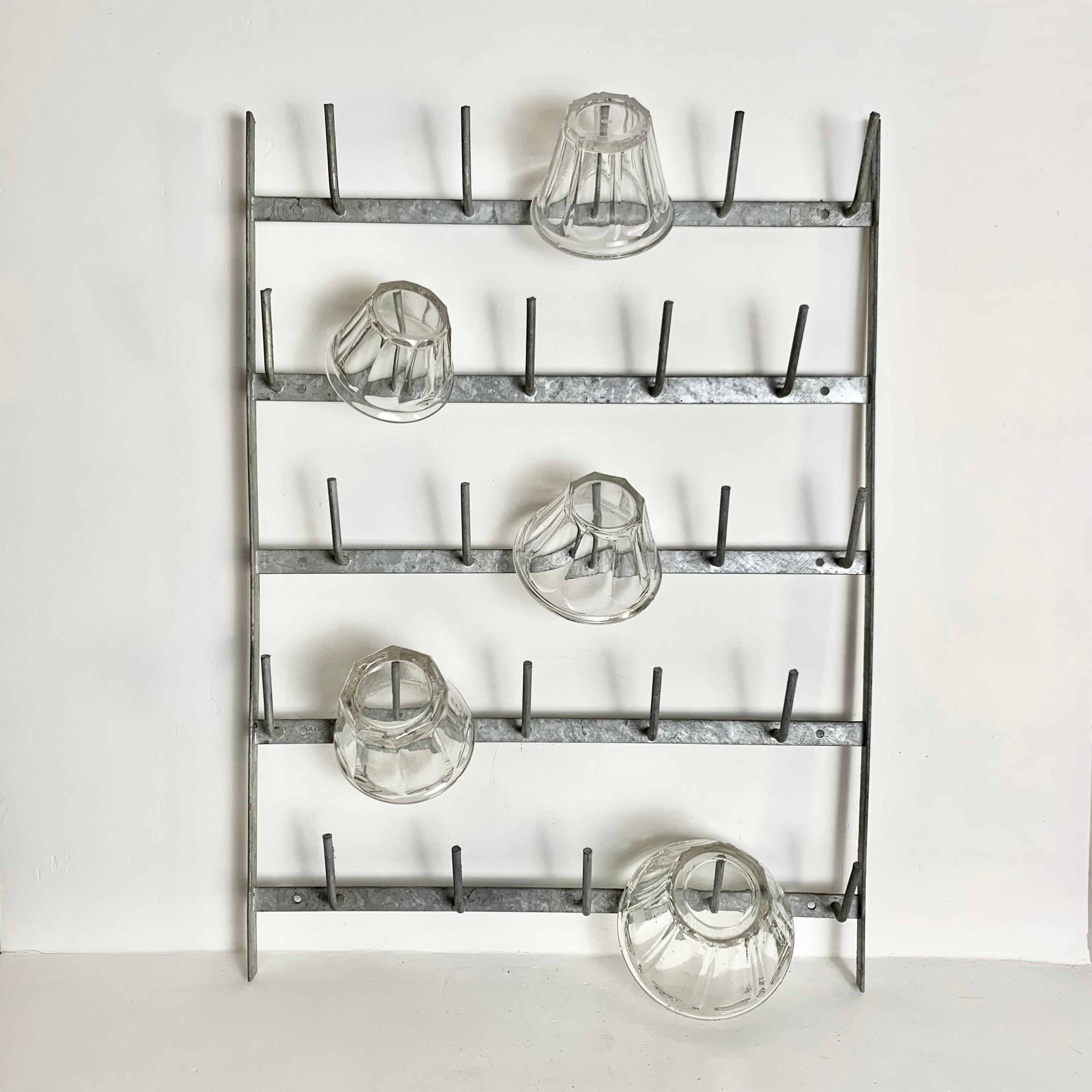 French Antique Zinc Bottle Drying Rack - Rare Flat Wall Mount Bottle ...