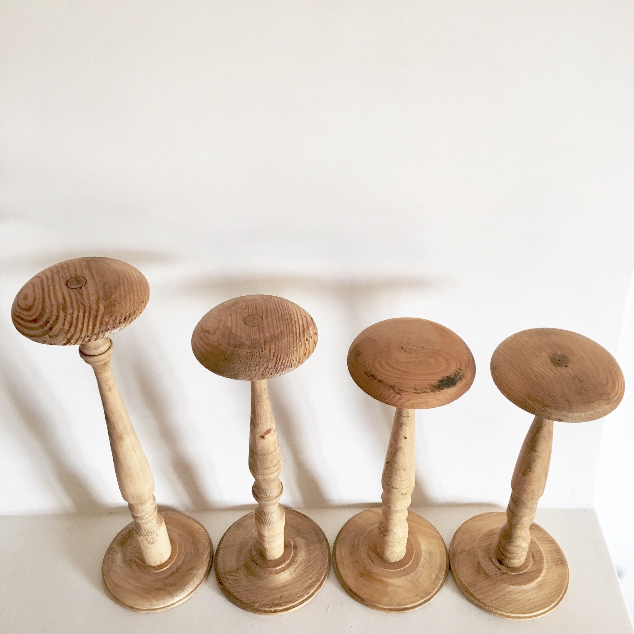 French Vintage Wood Hat Stand - Millinery Stand - Wig Stand - Turned ...