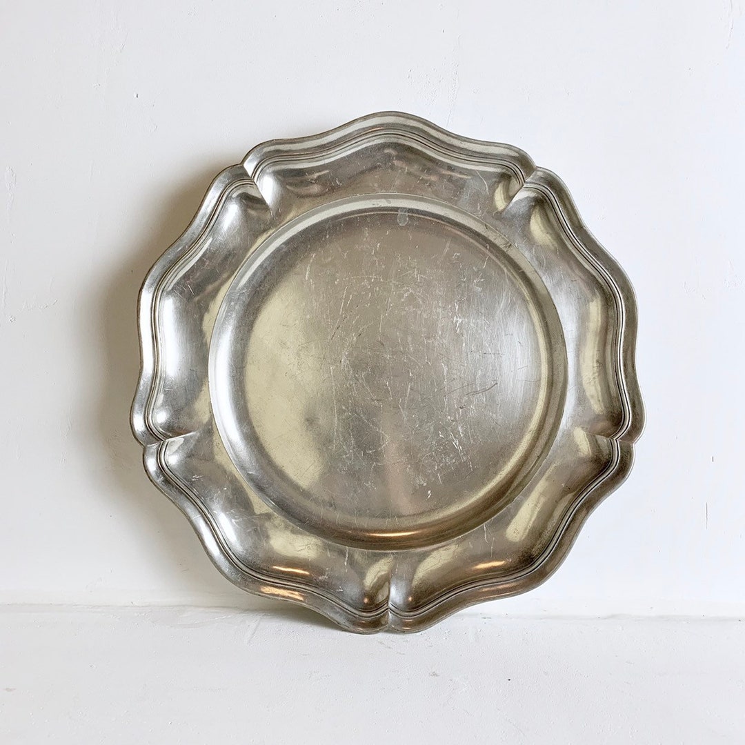 French Antique Silver Pewter Serving Platter - Serving Plate - French ...