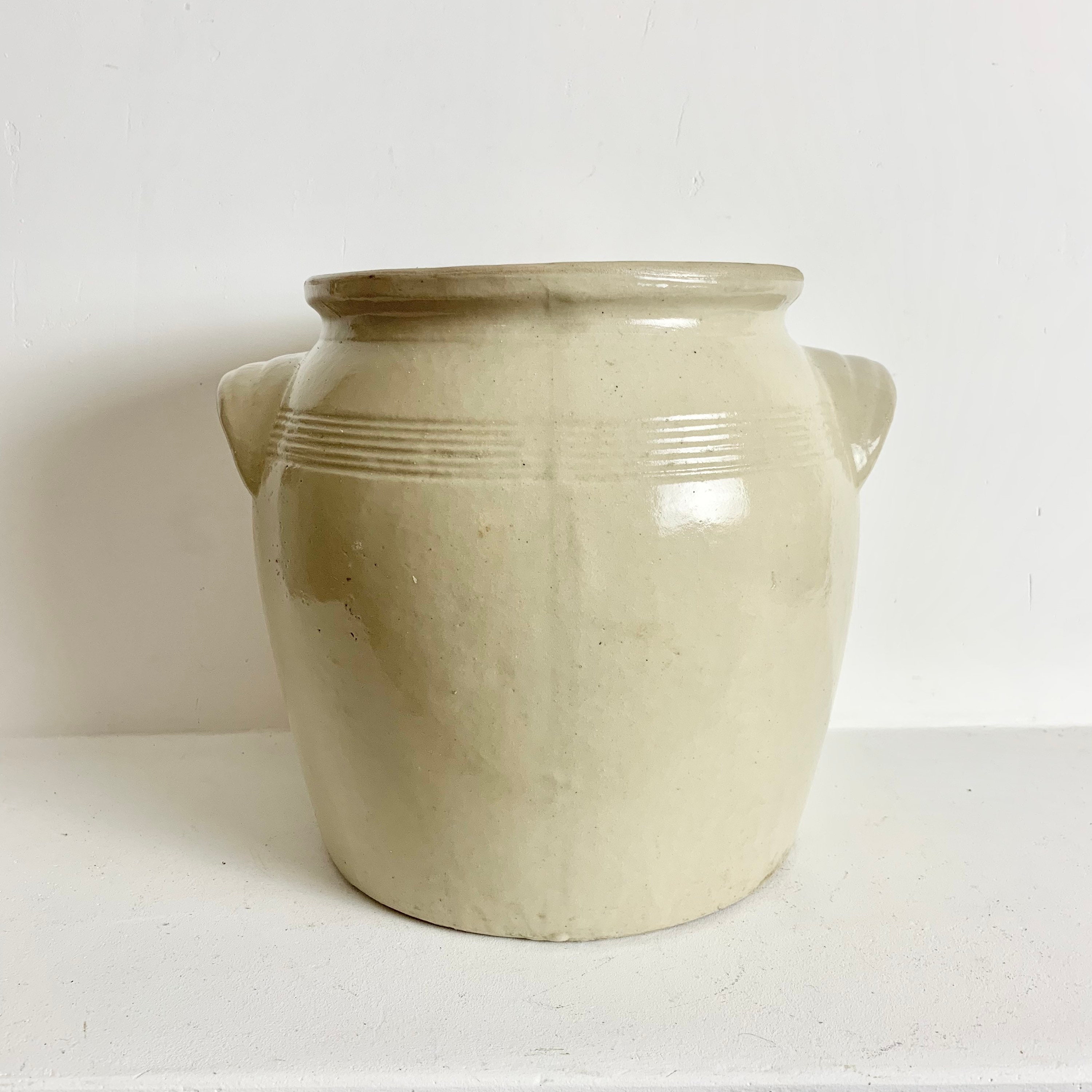 French Vintage Stoneware Crock - French Stoneware Jar - French Olive ...