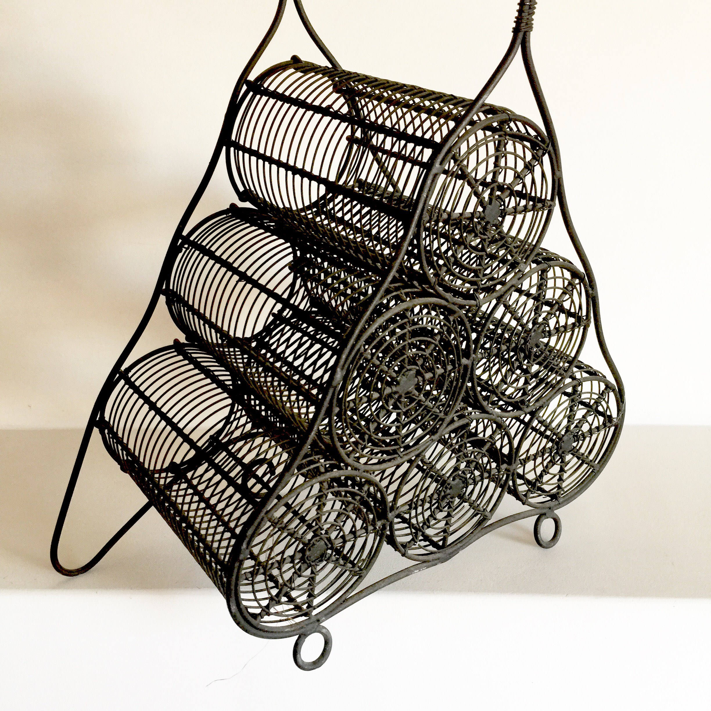 French Vintage Wire Bottle Rack - Wine Bottle Holder - 6 Bottle Rack ...