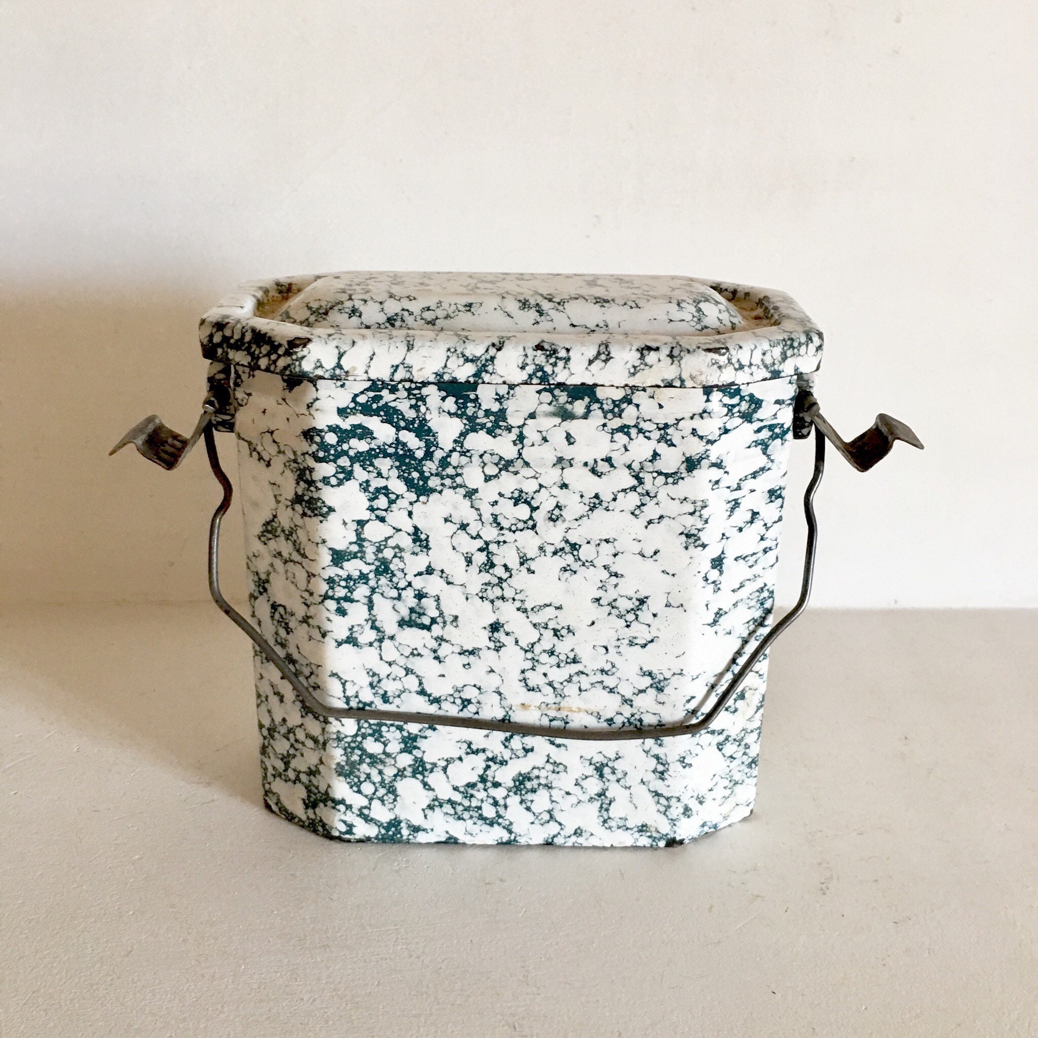 French Vintage Enamel Lunch Box - Graniteware Meal Container - Food ...