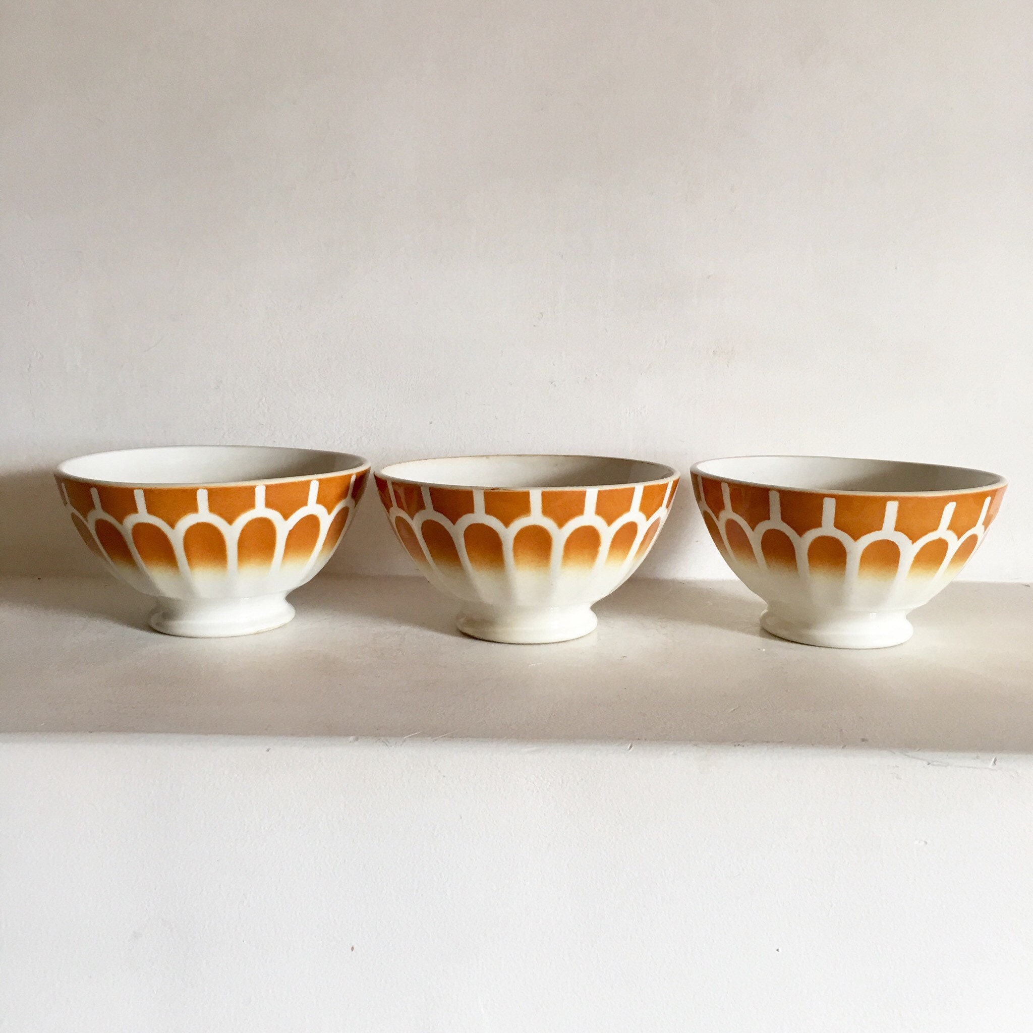 French Antique Coffee Bowls - Cafe au Lait Bowls - Set of 3 Bowls ...