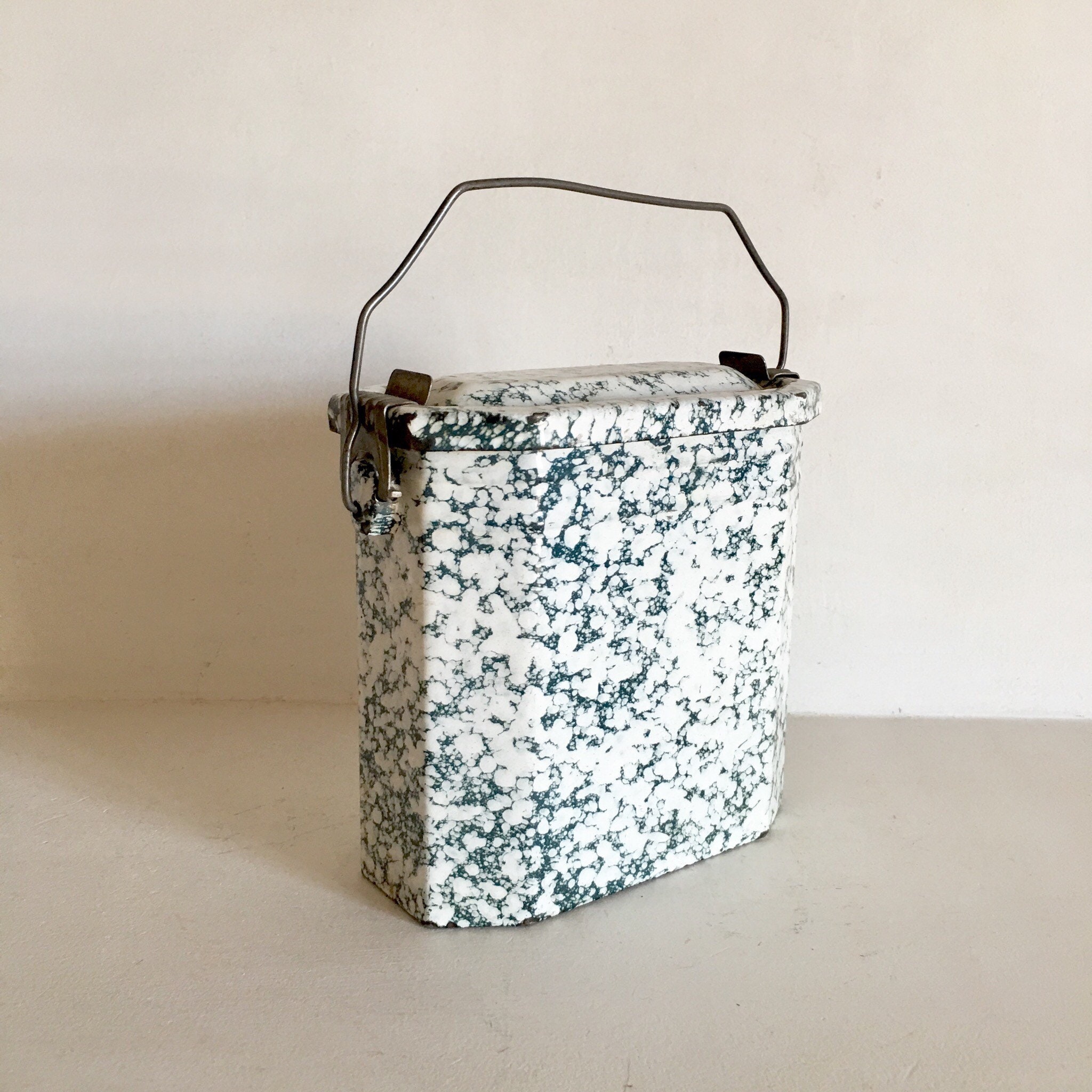 French Vintage Enamel Lunch Box - Graniteware Meal Container - Food ...