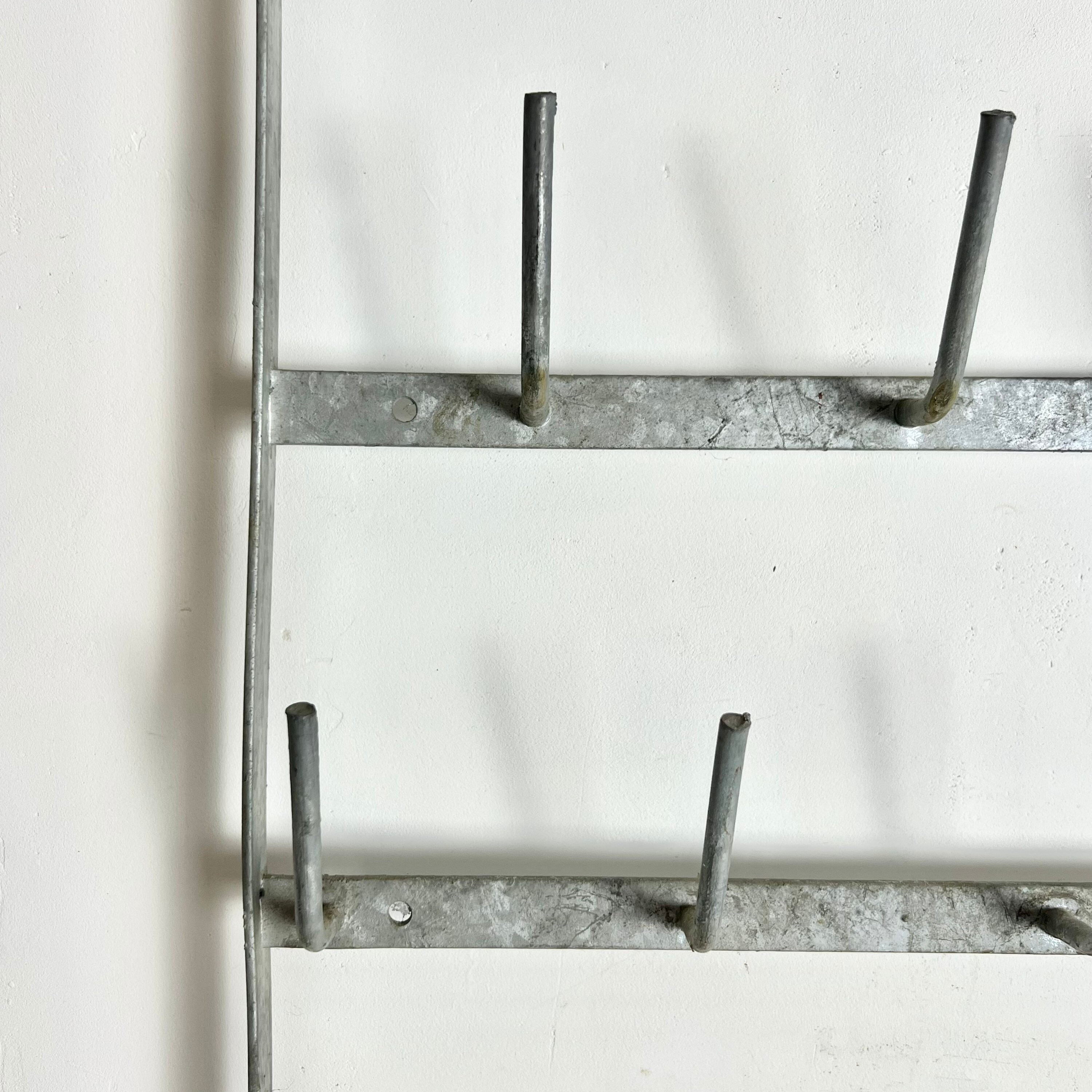 French Antique Zinc Bottle Drying Rack - Rare Flat Wall Mount Bottle ...