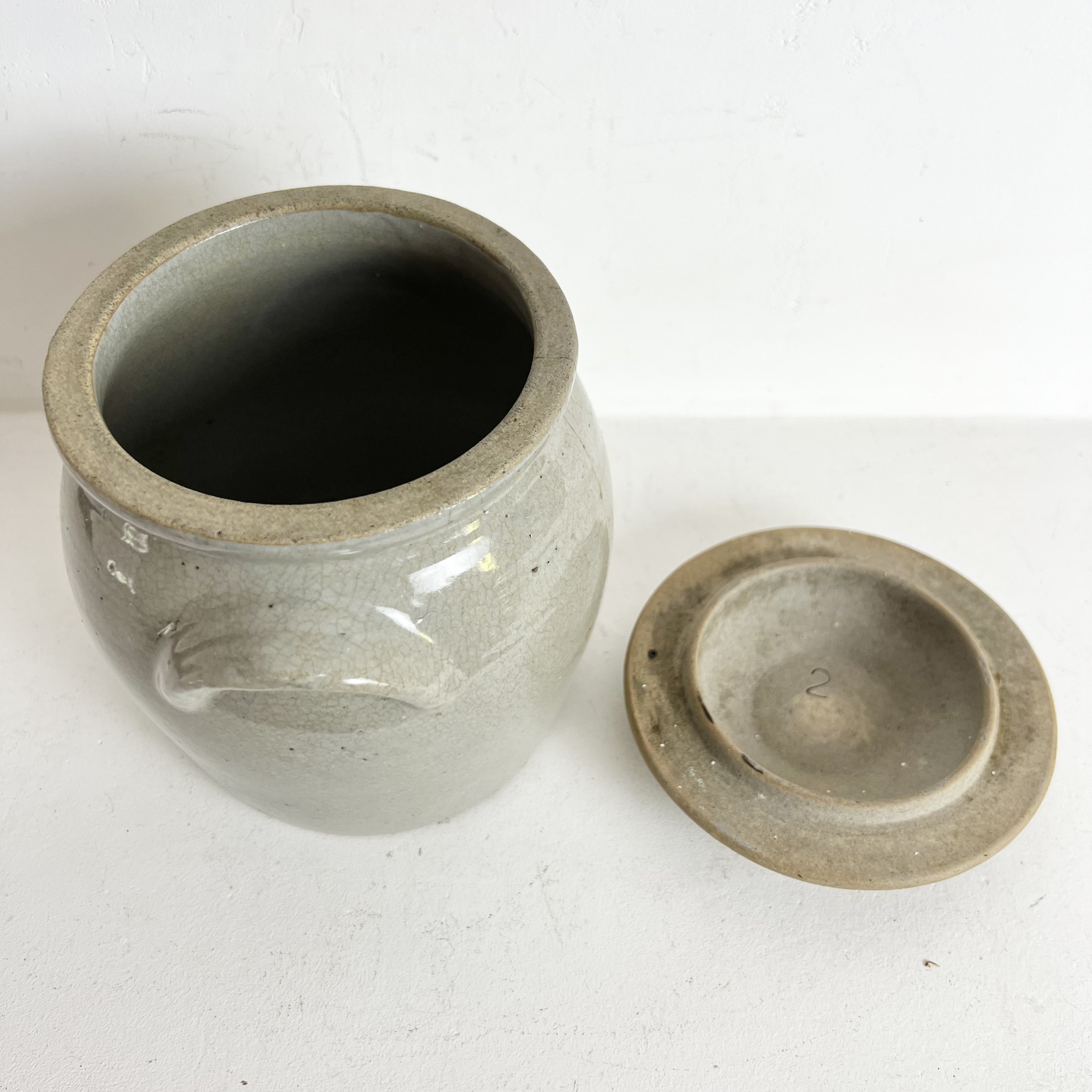 Small French Vintage Stoneware Crock with Lid - French Stoneware Jar ...