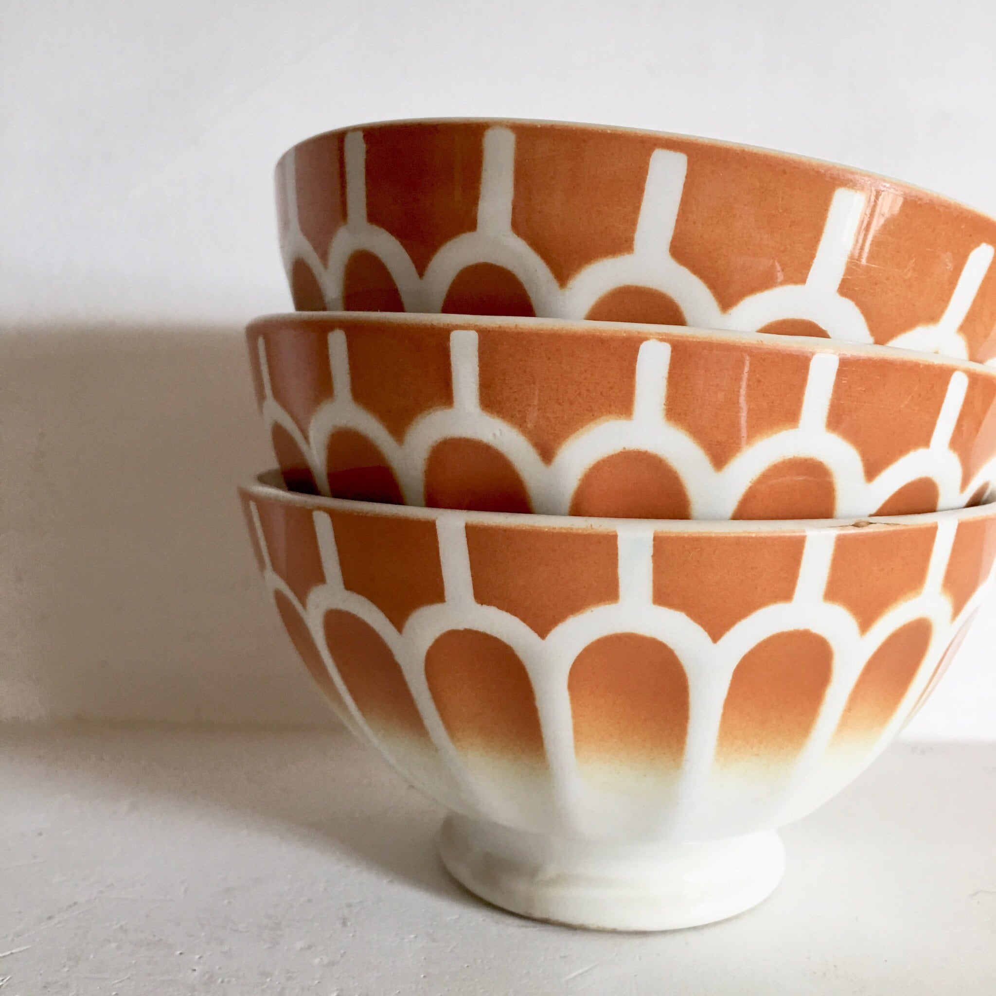 French Antique Coffee Bowls - Cafe au Lait Bowls - Set of 3 Bowls ...
