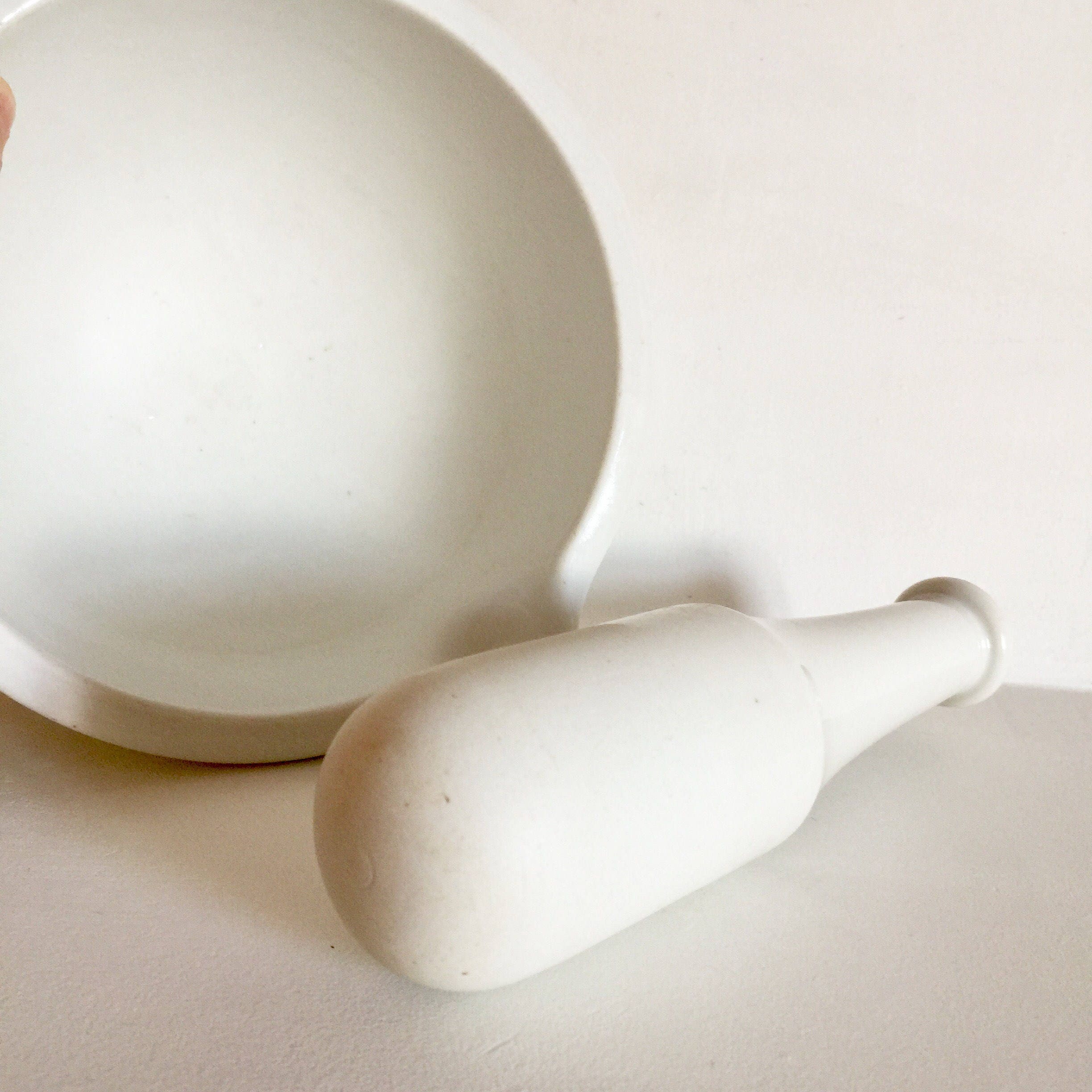 Large French Antique Porcelain Mortar and Pestle - White Ceramic Mortar and Pestle - GDV French ...