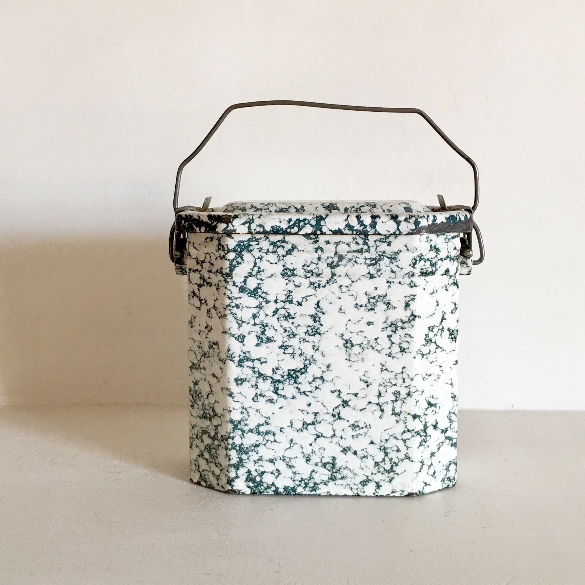 French Vintage Enamel Lunch Box - Graniteware Meal Container - Food ...