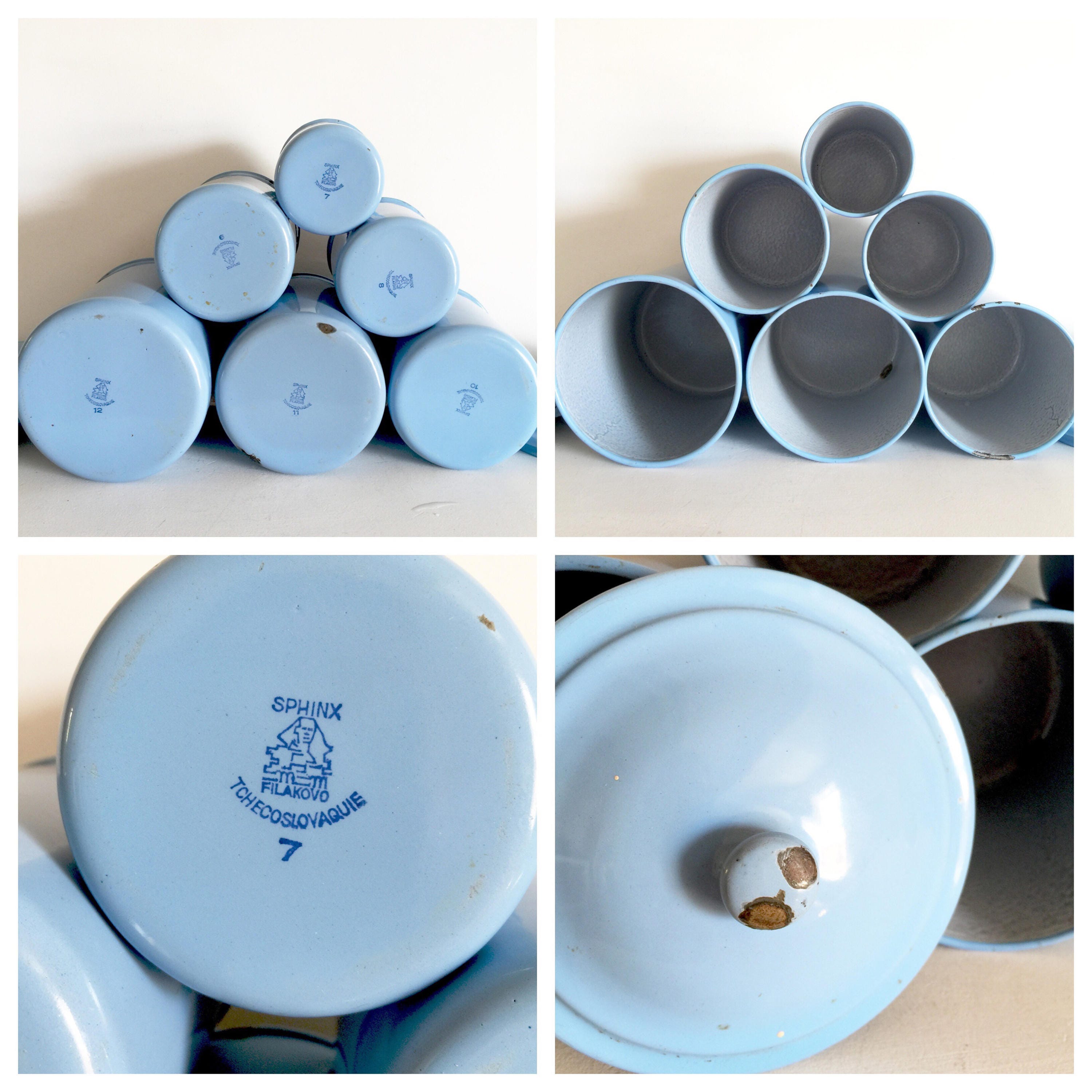 French Vintage Enamel Canisters - French Kitchen Canisters - French ...