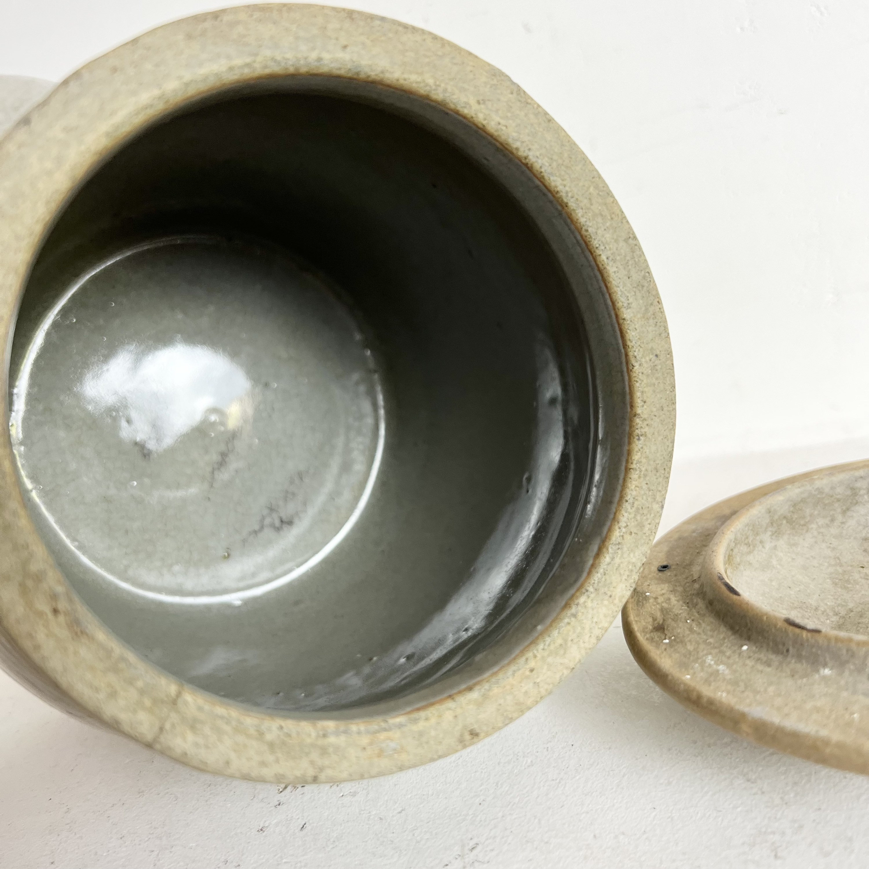 Small French Vintage Stoneware Crock with Lid - French Stoneware Jar ...