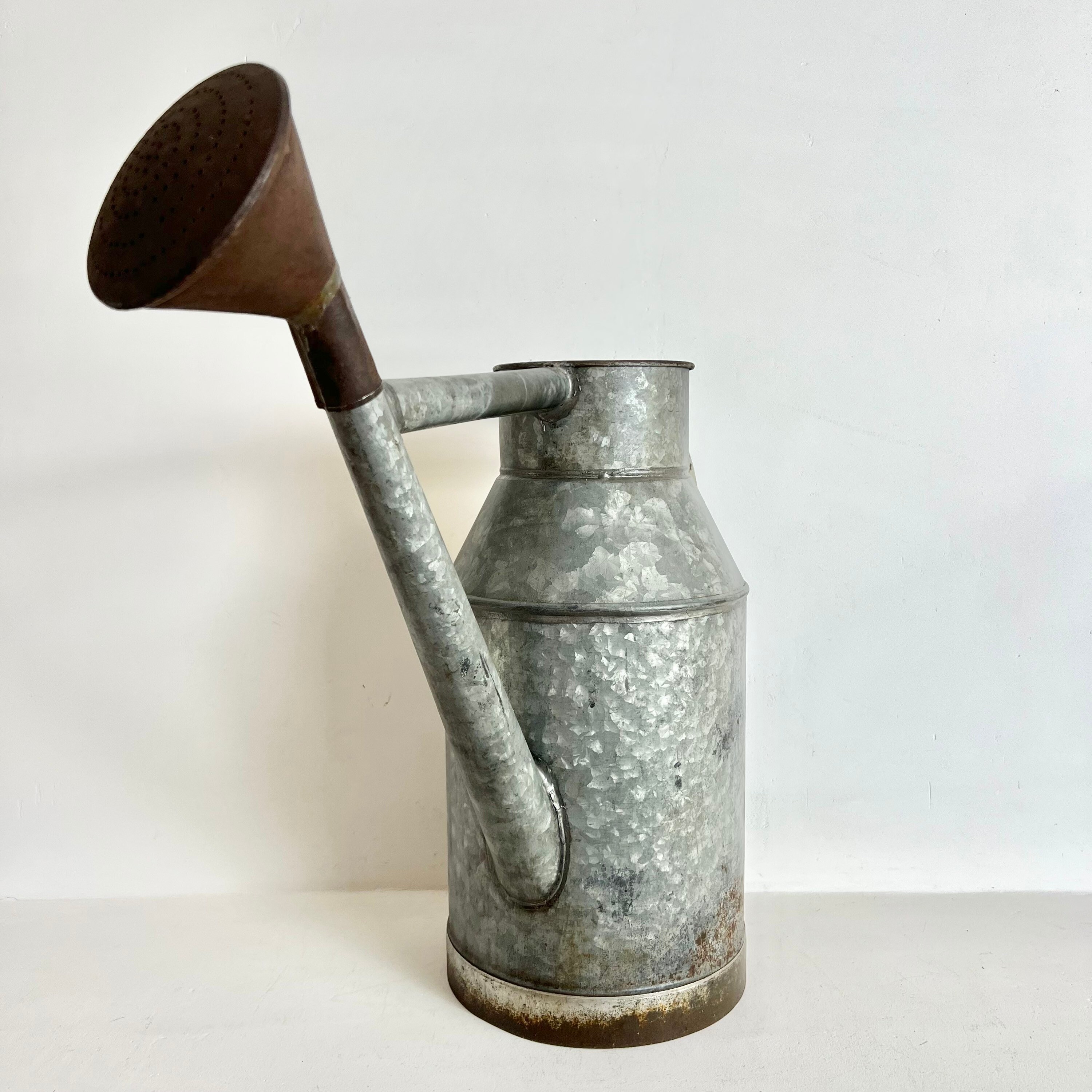 French Antique Zinc Watering Can - Medium Sized Galvanized Watering Can ...
