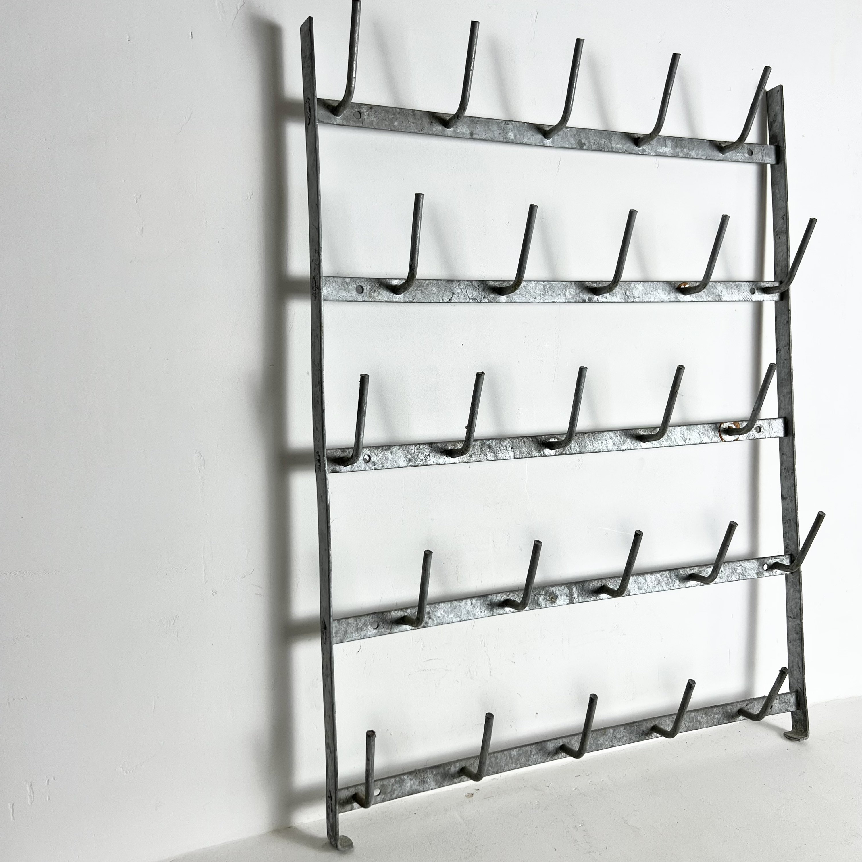 French Antique Zinc Bottle Drying Rack - Rare Flat Wall Mount Bottle ...