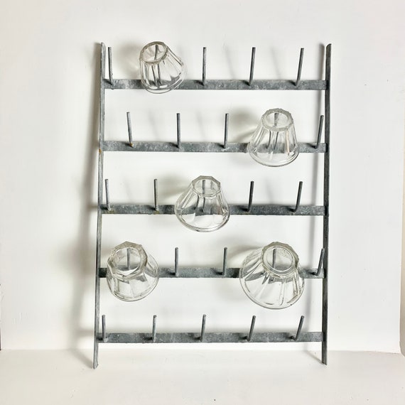 French Antique Zinc Bottle Drying Rack - Rare Flat Wall Mount Bottle ...