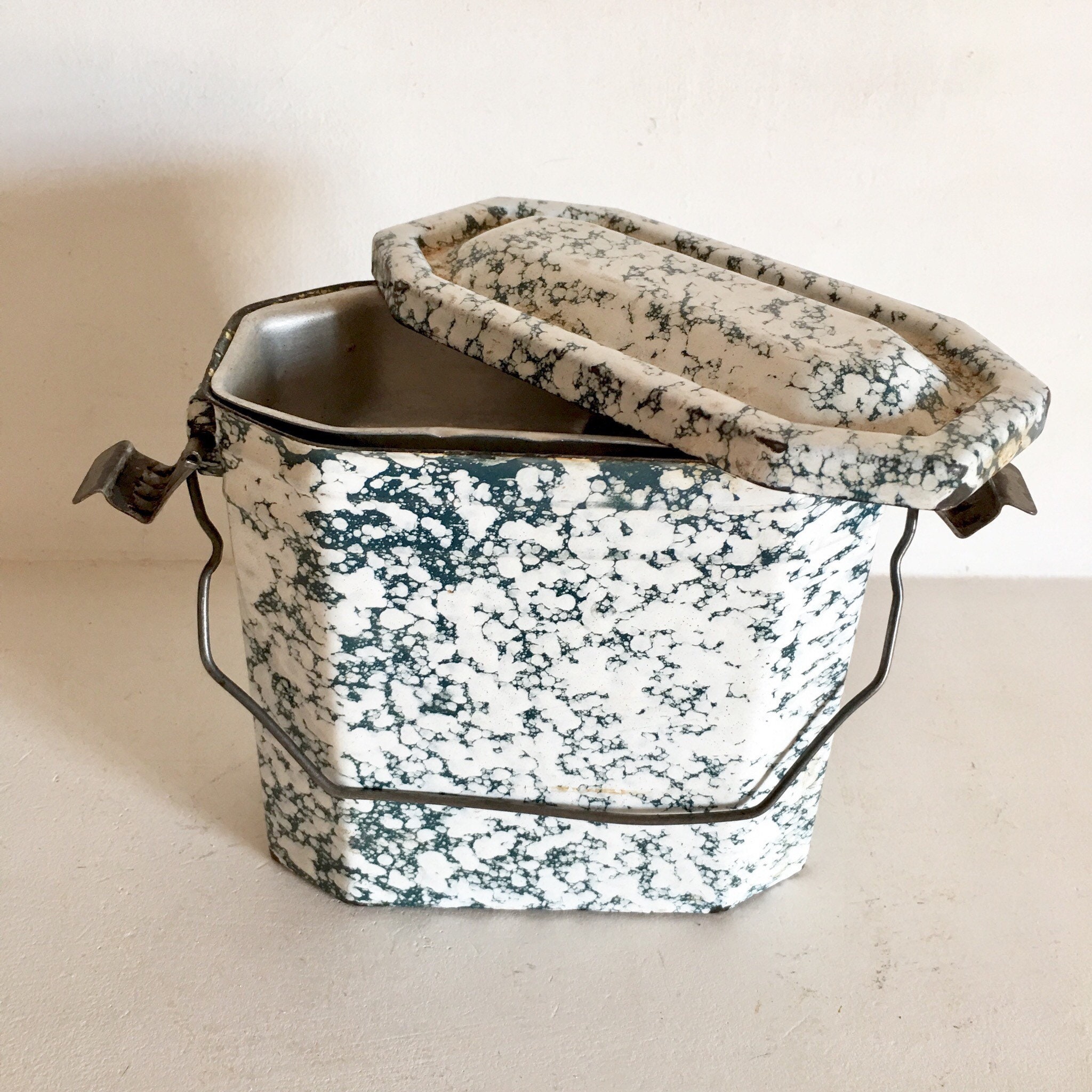 French Vintage Enamel Lunch Box - Graniteware Meal Container - Food ...