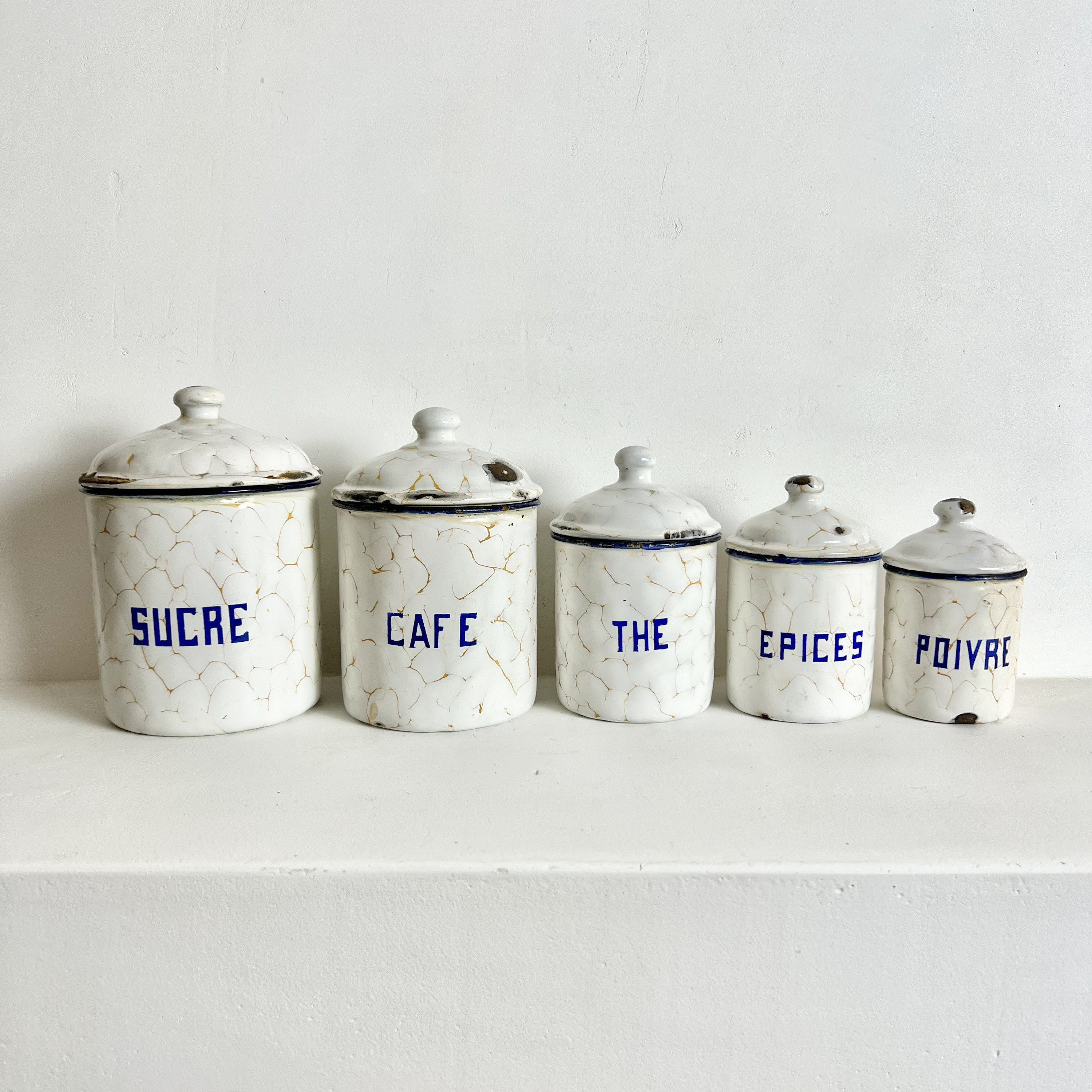 French Antique Enamel Canisters French Kitchen Canisters French ...