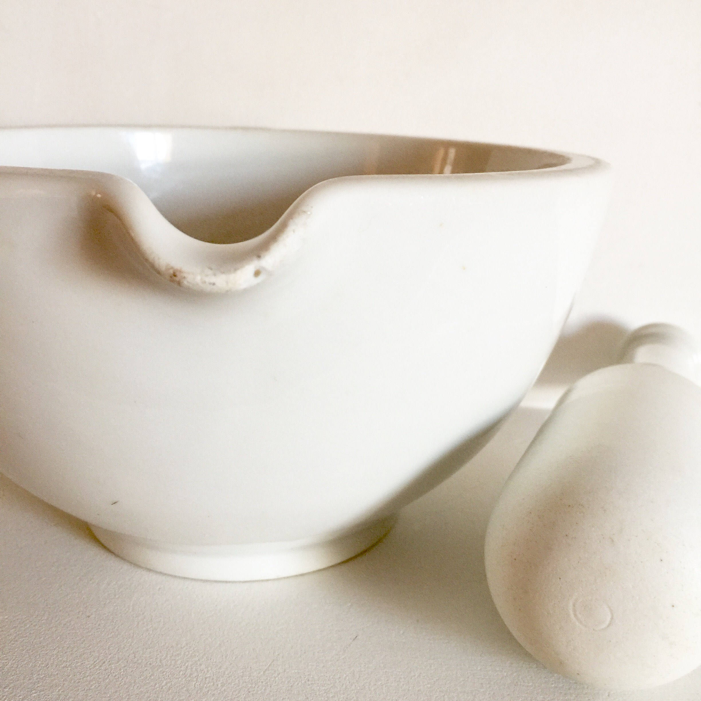 Large French Antique Porcelain Mortar and Pestle - White Ceramic Mortar and Pestle - GDV French ...