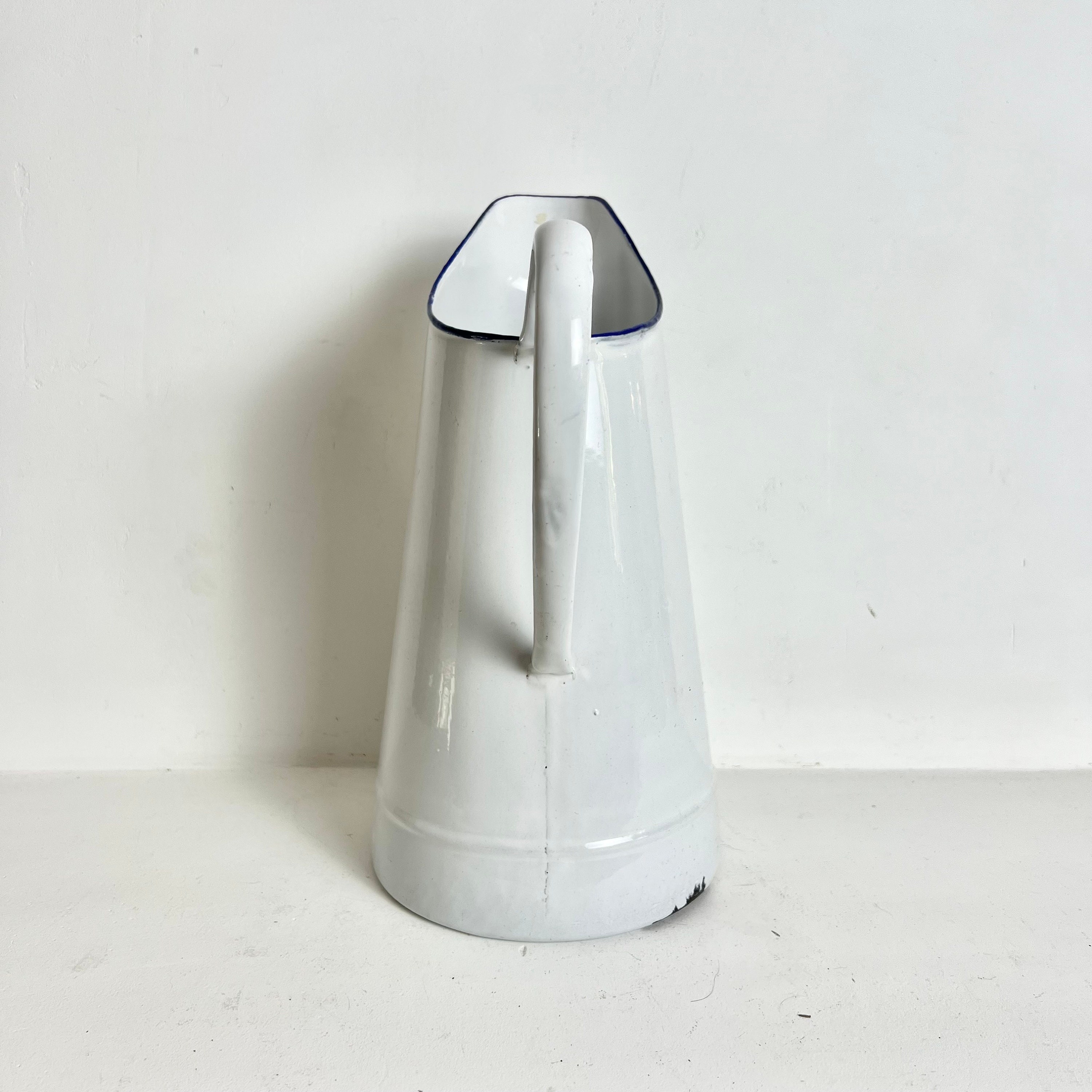 French Vintage White Enamel Pitcher Enamel Jug French Antique ...