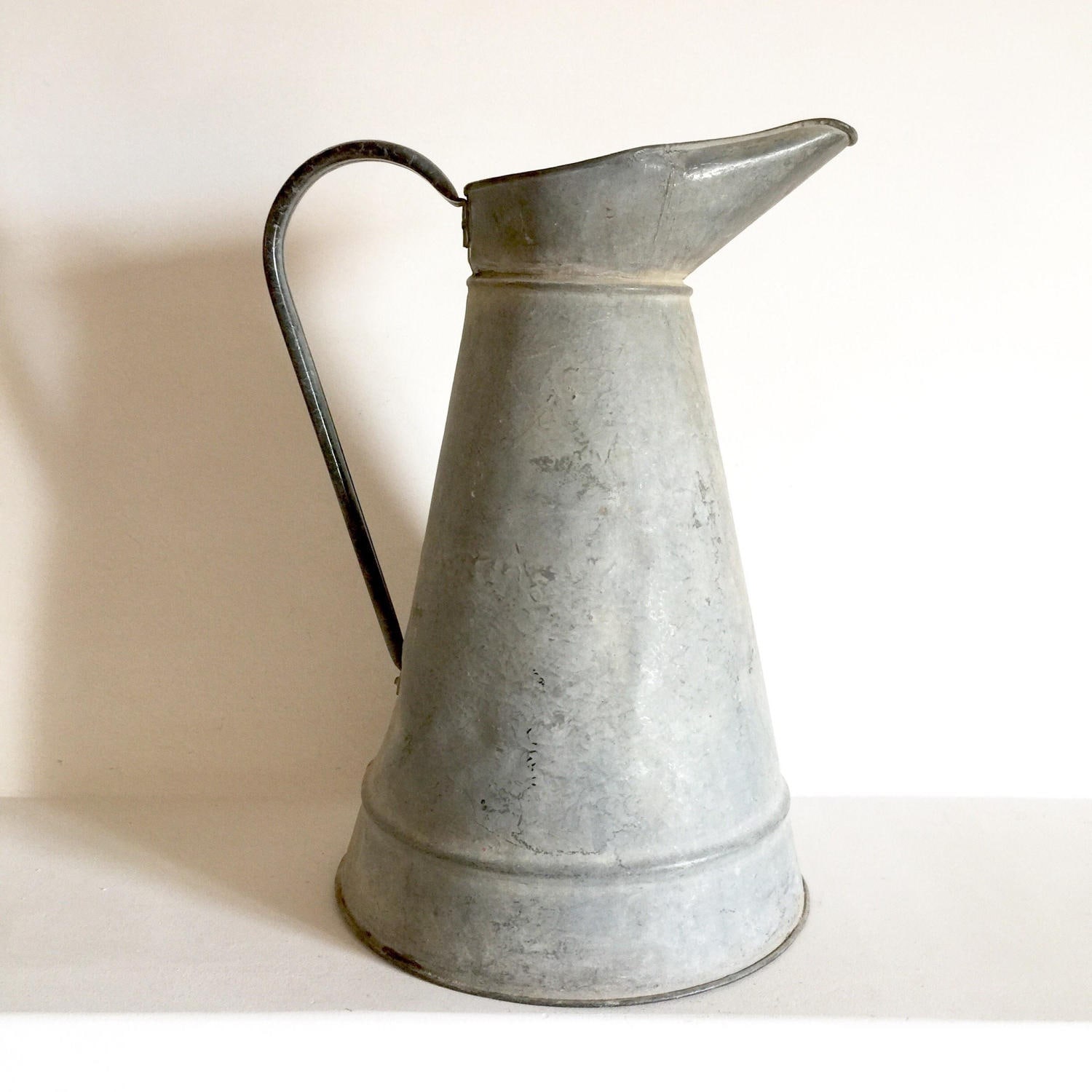 Large French Antique Zinc Pitcher - Zinc Jug - Galvanized Metal Jug ...