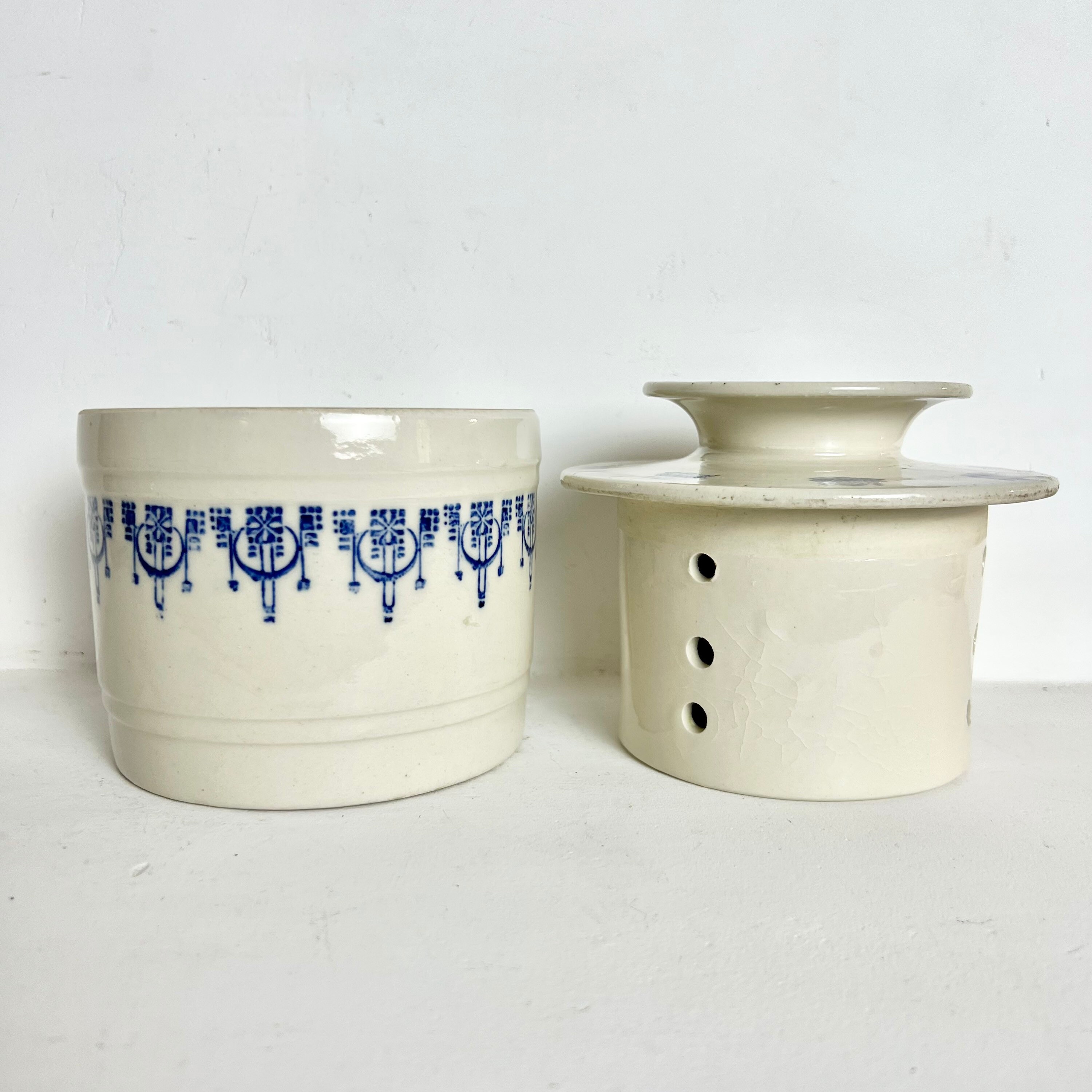 Rare Large French Antique Saint Uze Stoneware Butter Keeper Large ...