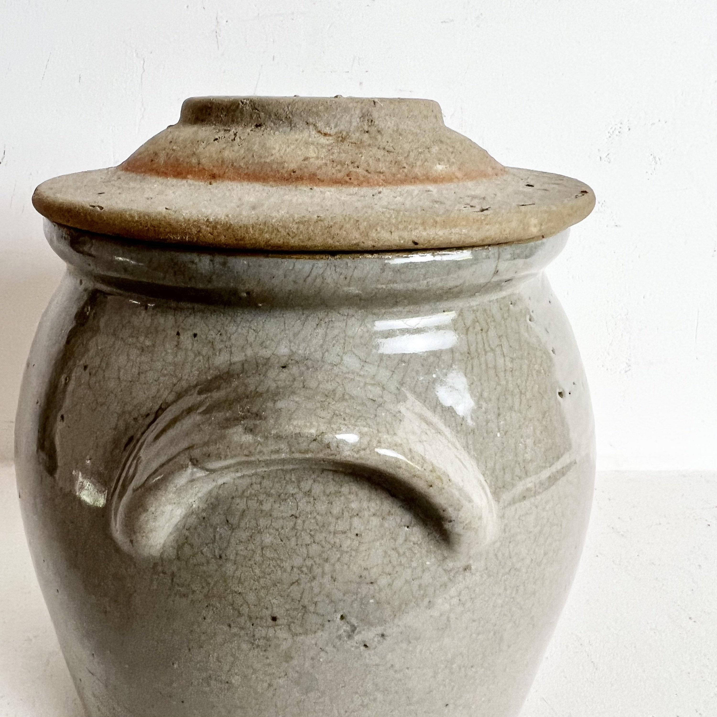 Small French Vintage Stoneware Crock with Lid - French Stoneware Jar ...