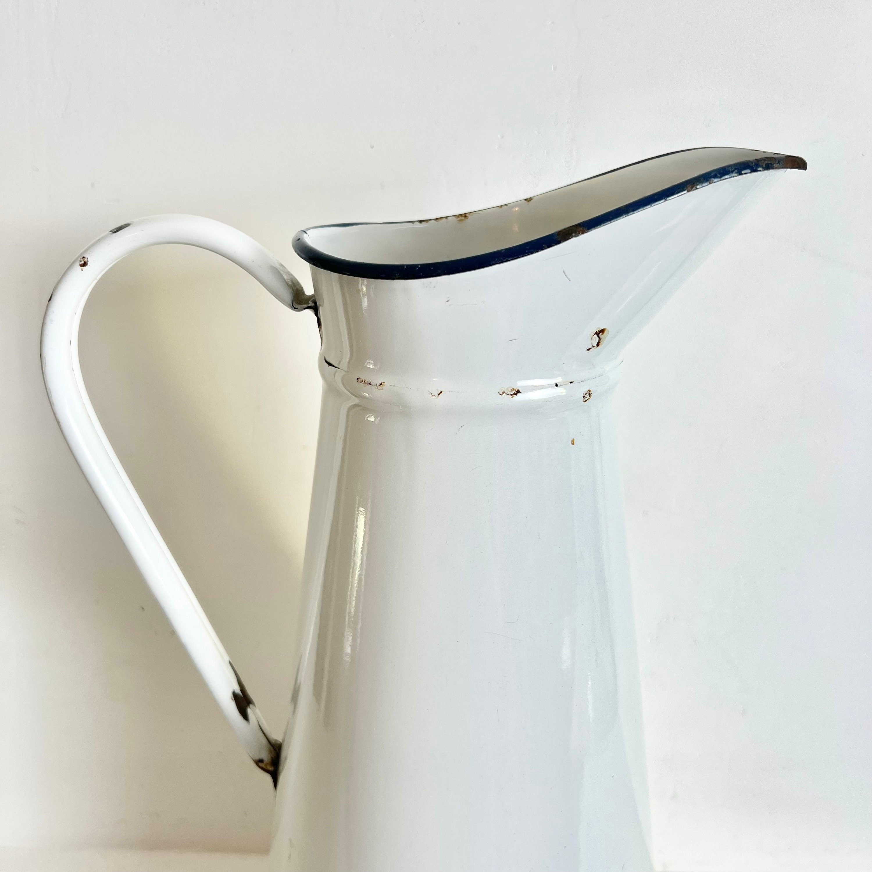 HOLD 4 DAVE -French Vintage Enamel Pitcher - Enamelware Jug - White ...