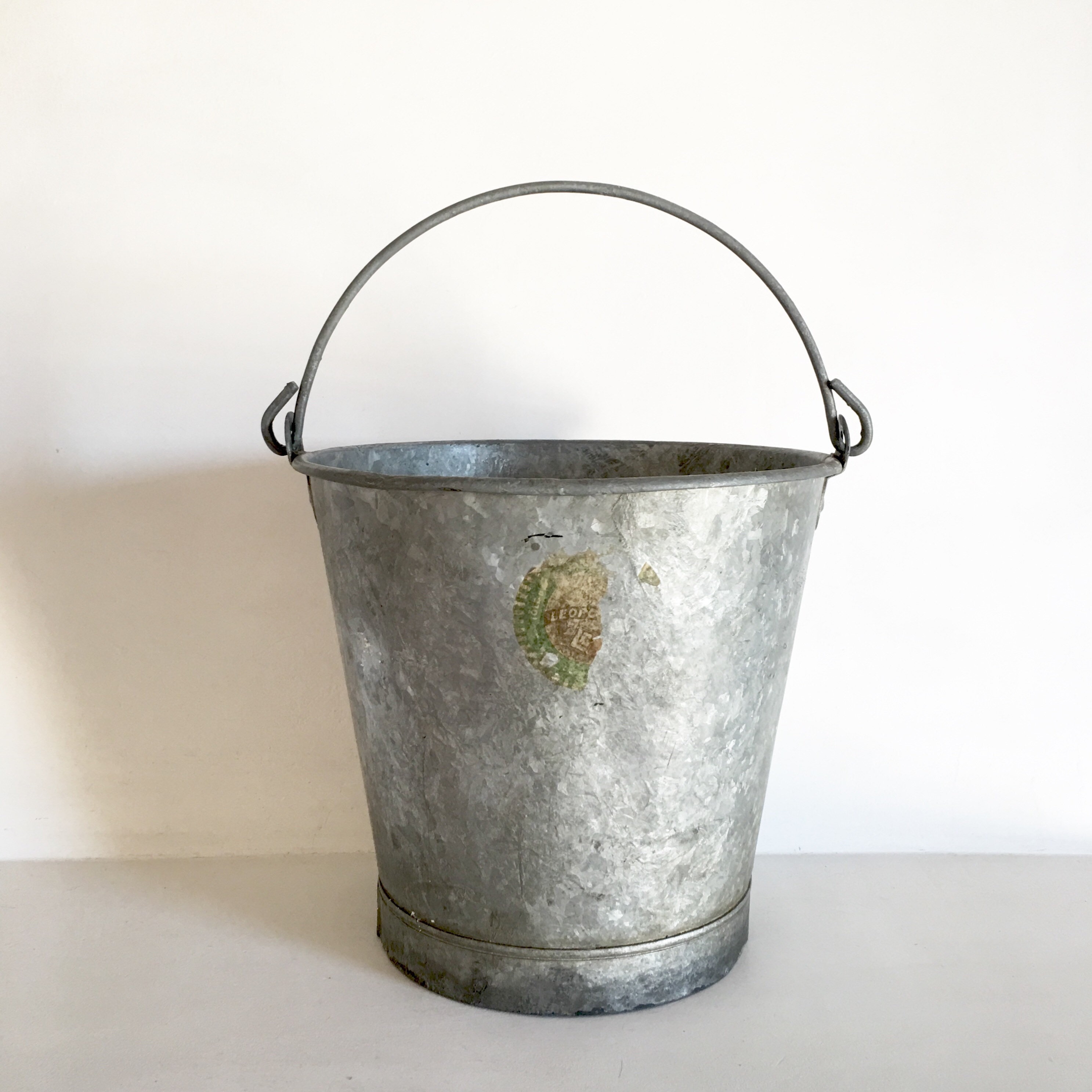 Rare French Antique Zinc Bucket - Rustic Garden Bucket - Galvanized ...